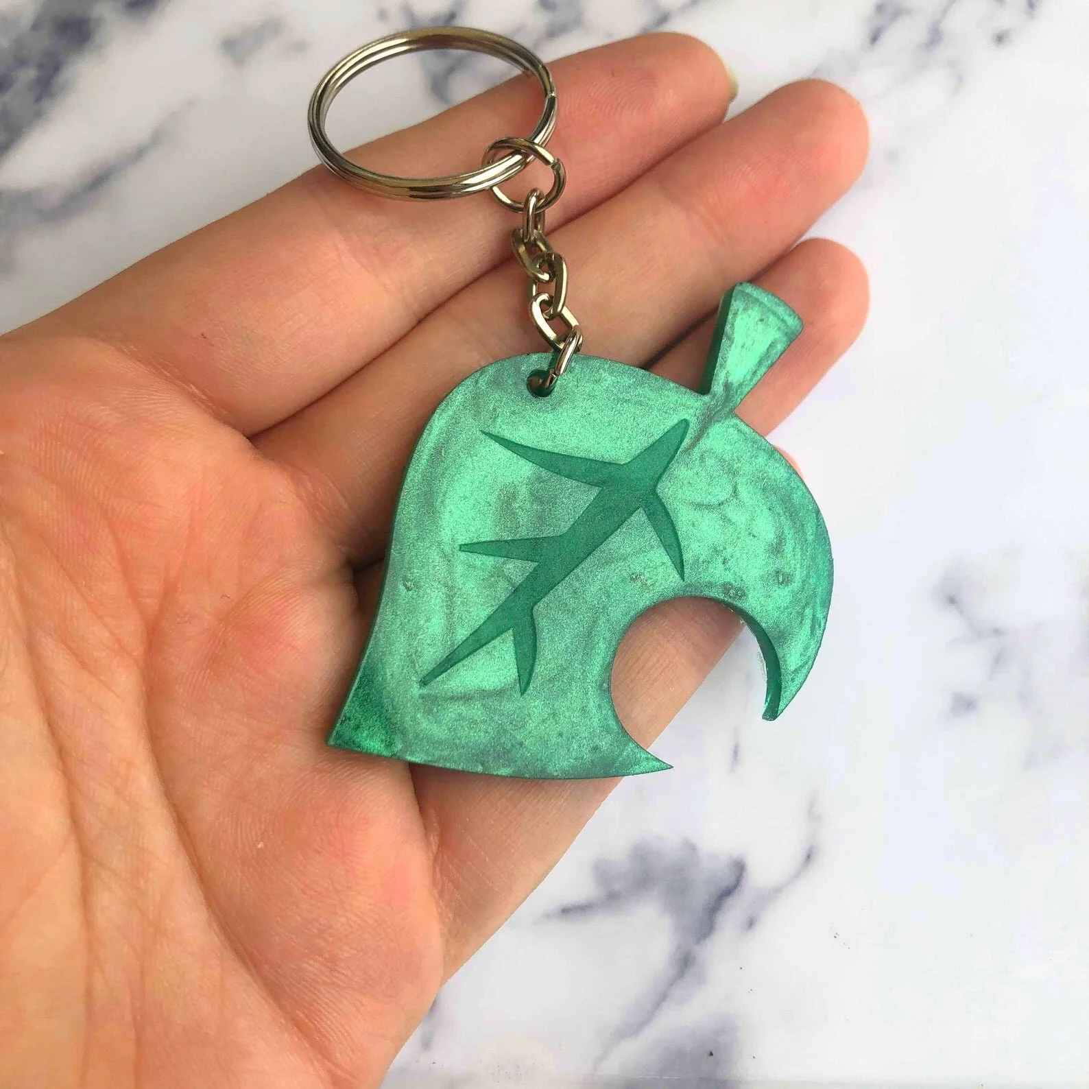 Leopard Print Initial Letter and Monstera Leaf Keyring — Jess Adams Design