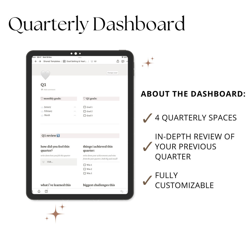 Goal Setting & Quarterly Planning Notion Dashboard for Entrepreneurs ...