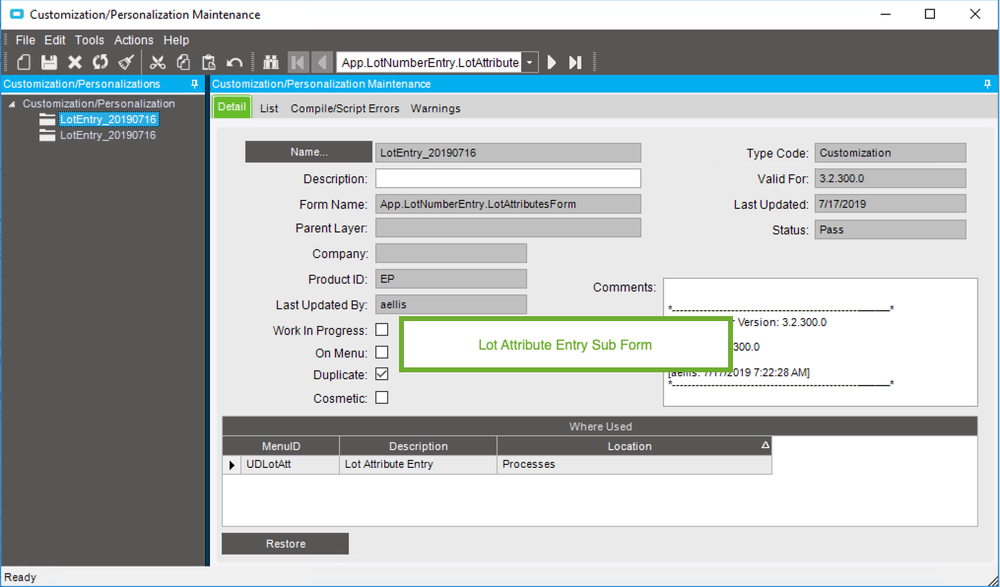 Customizing the Epicor Part Lot Entry Screen — GingerHelp