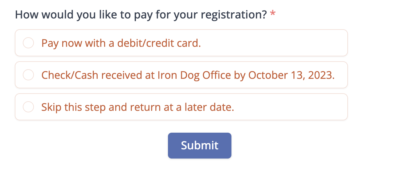 Racer/Rider Registration/Checklist — Iron Dog Race