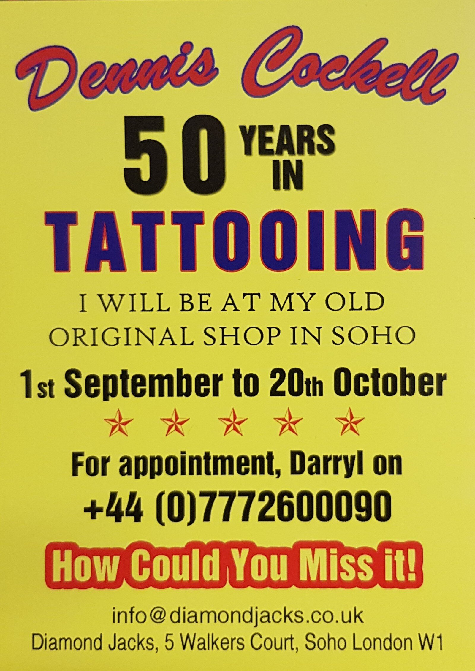 Dennis Cockell - Returns to The Diamond Jacks Rock n Roll Tattoo ...