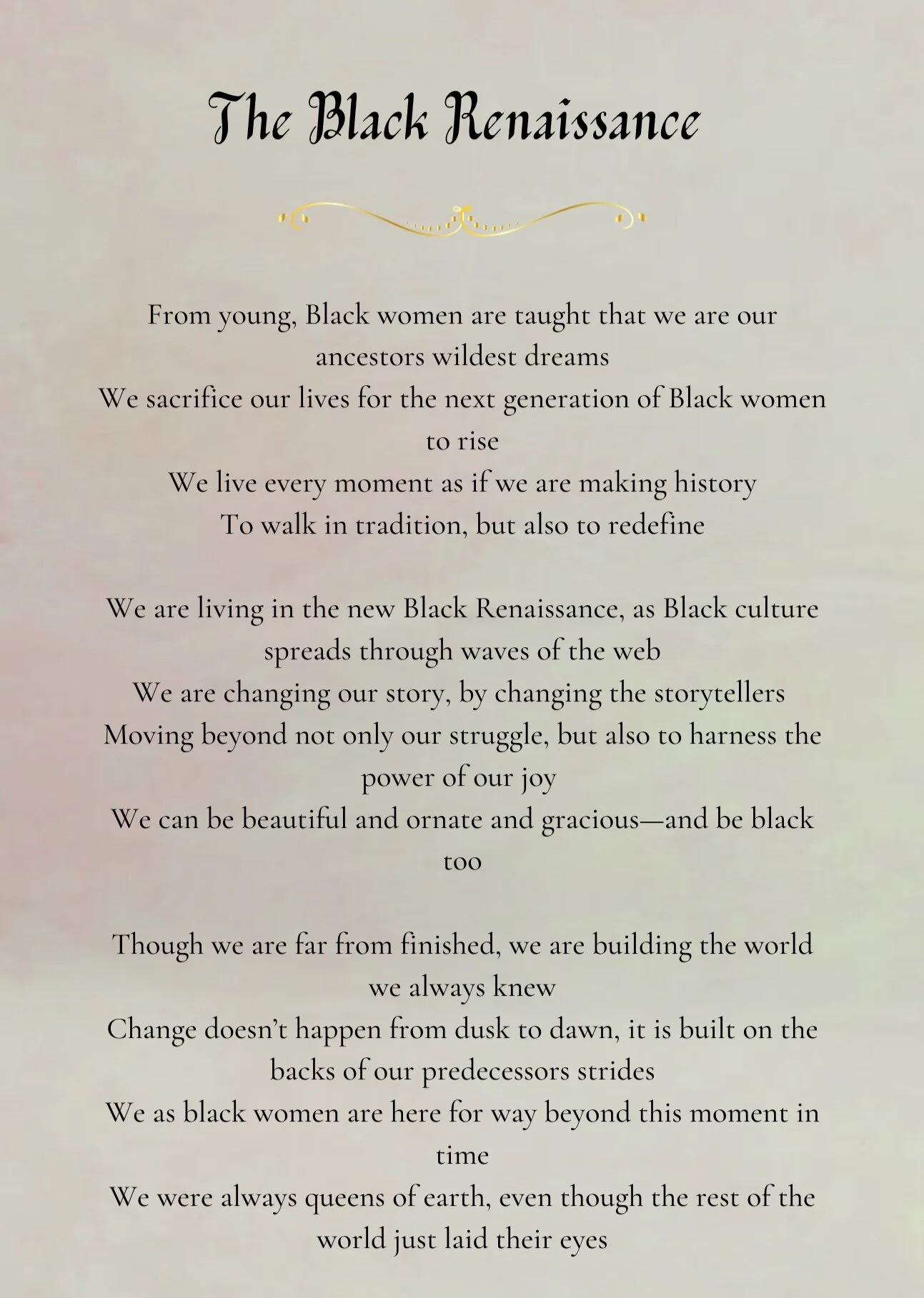THE BLACK RENAISSANCE — Morgan McKensey