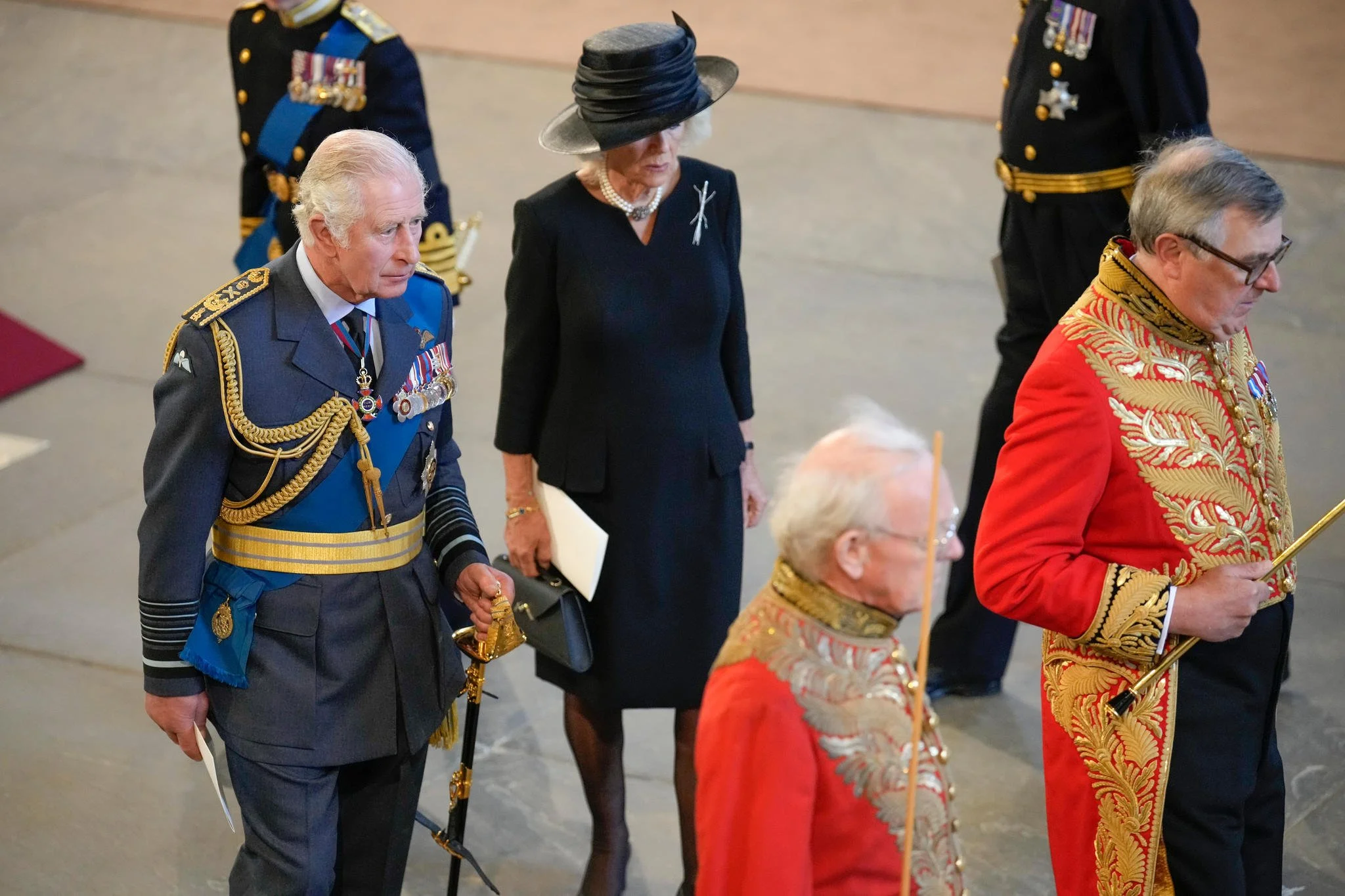 The King and Queen of the United Kingdom Attend Lying-in State of Queen ...