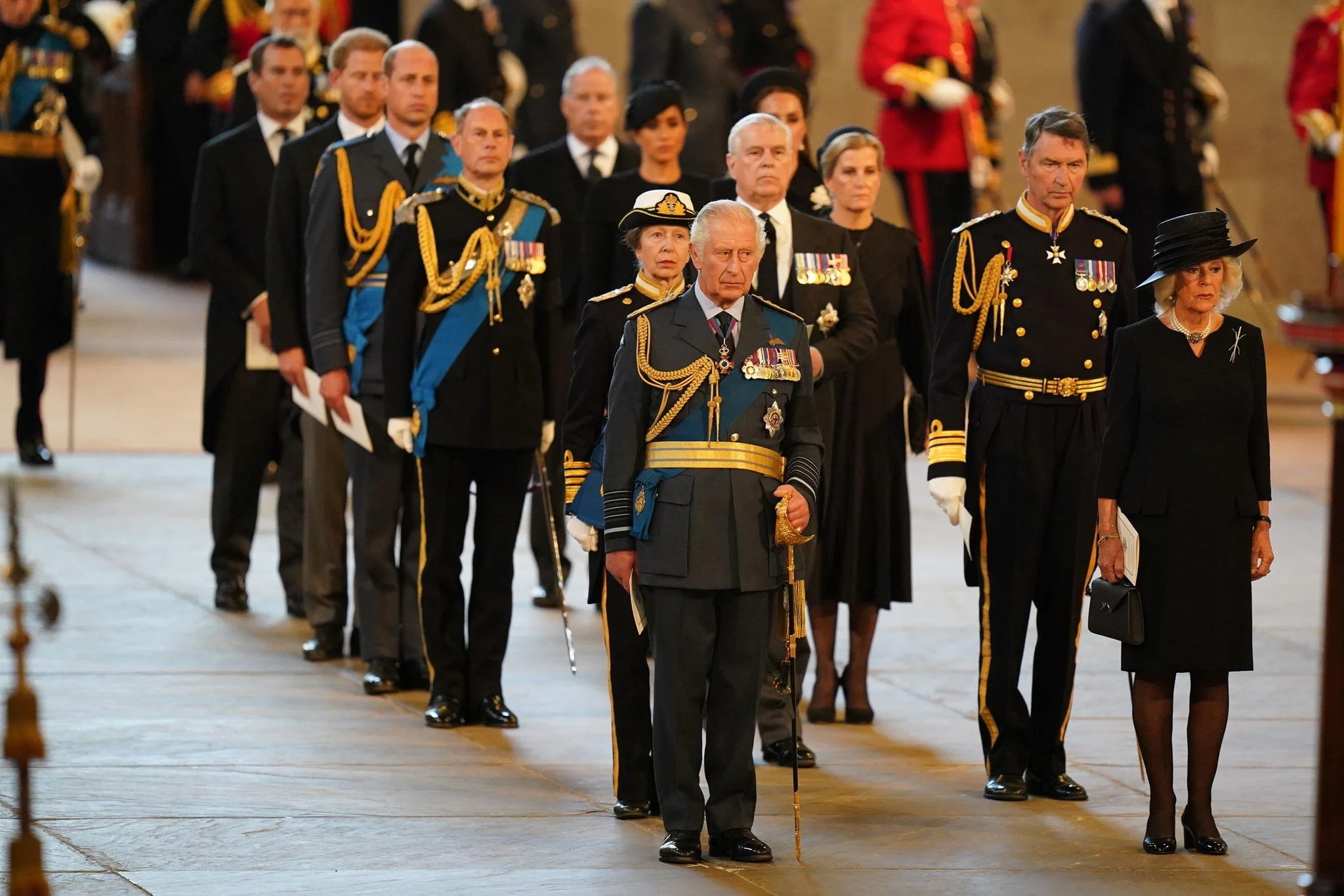 The King and Queen of the United Kingdom Attend Lying-in State of Queen ...