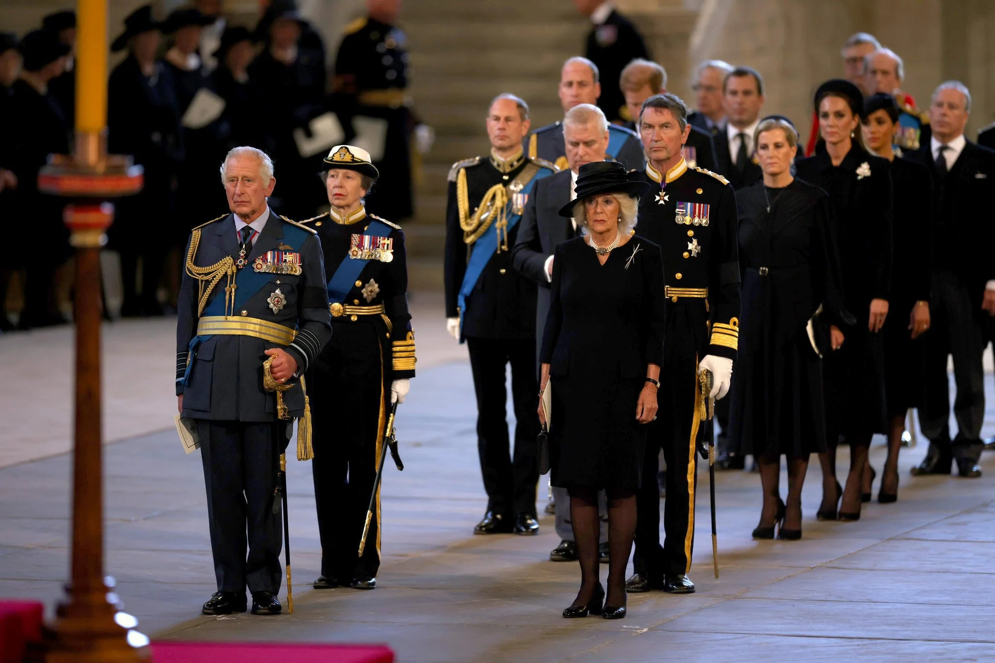 The King and Queen of the United Kingdom Attend Lying-in State of Queen ...