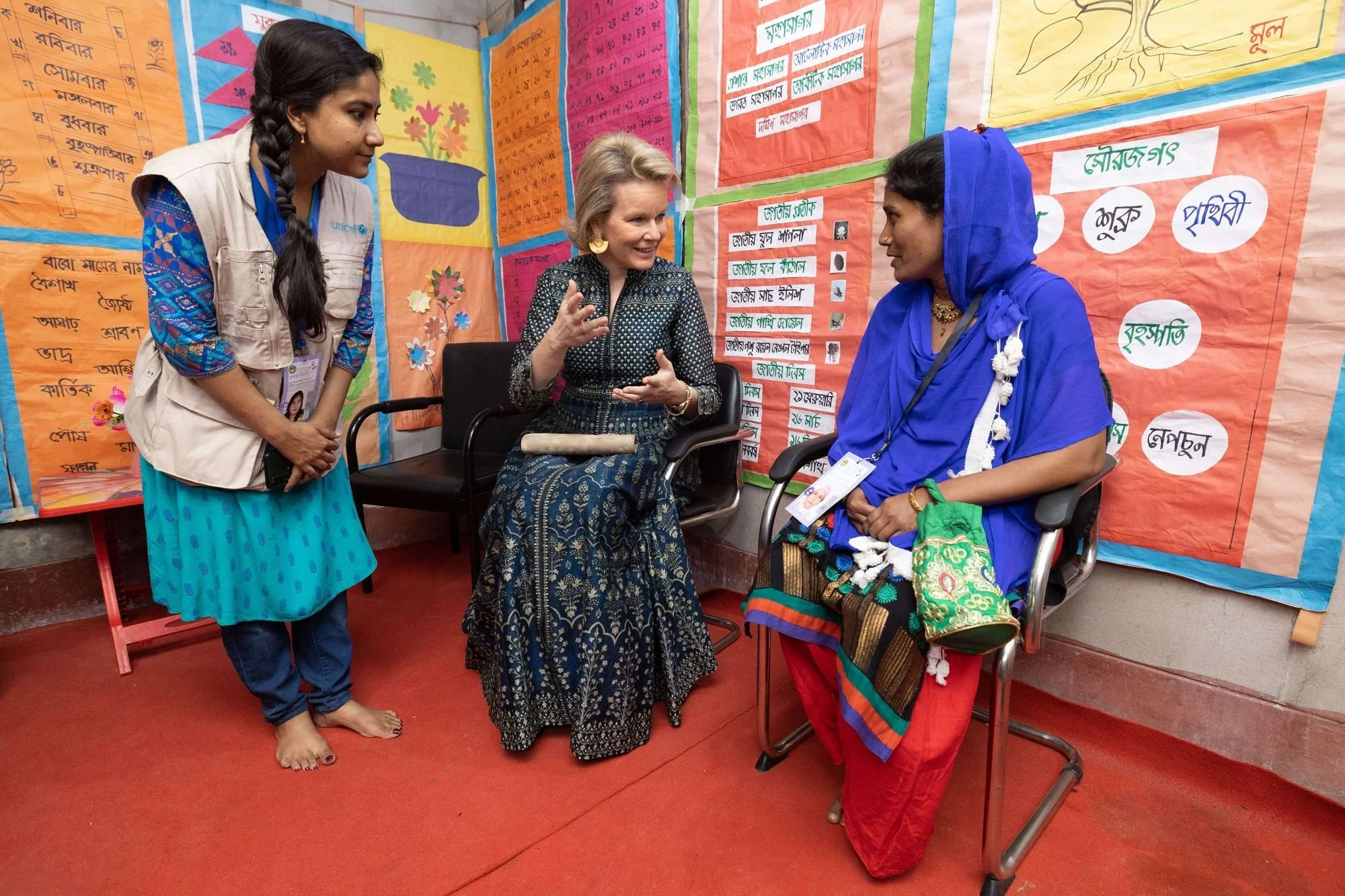 Queen Mathilde Visits UNICEF/SUROVI ABAL Ability Based Accelerated Learning Centre in Dhaka ...