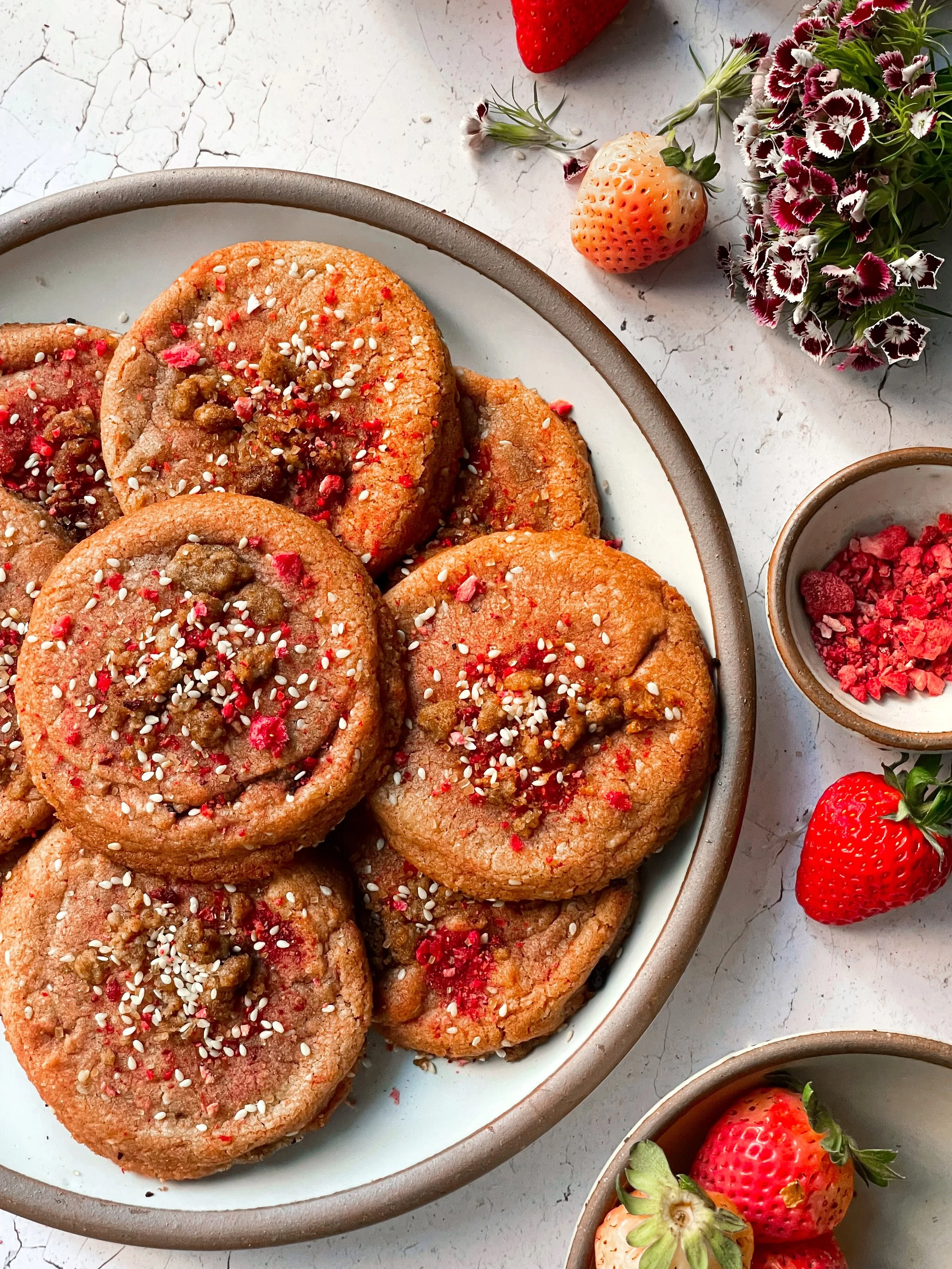 Strawberry Tahini Streusel Cookies — the deeper living