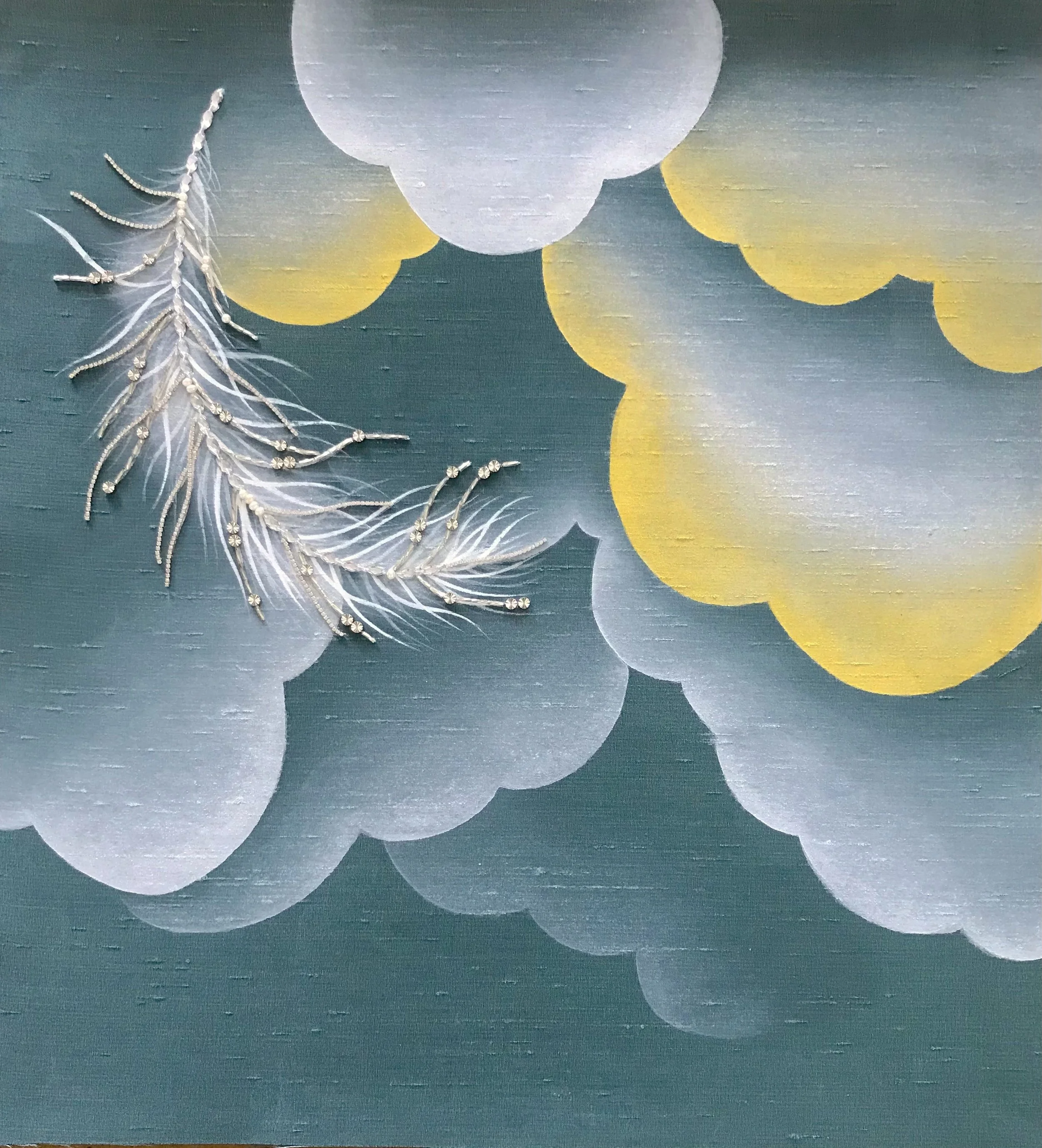 Cloud Nine Embellished Hand-Painted Wallpaper | LALA CURIO