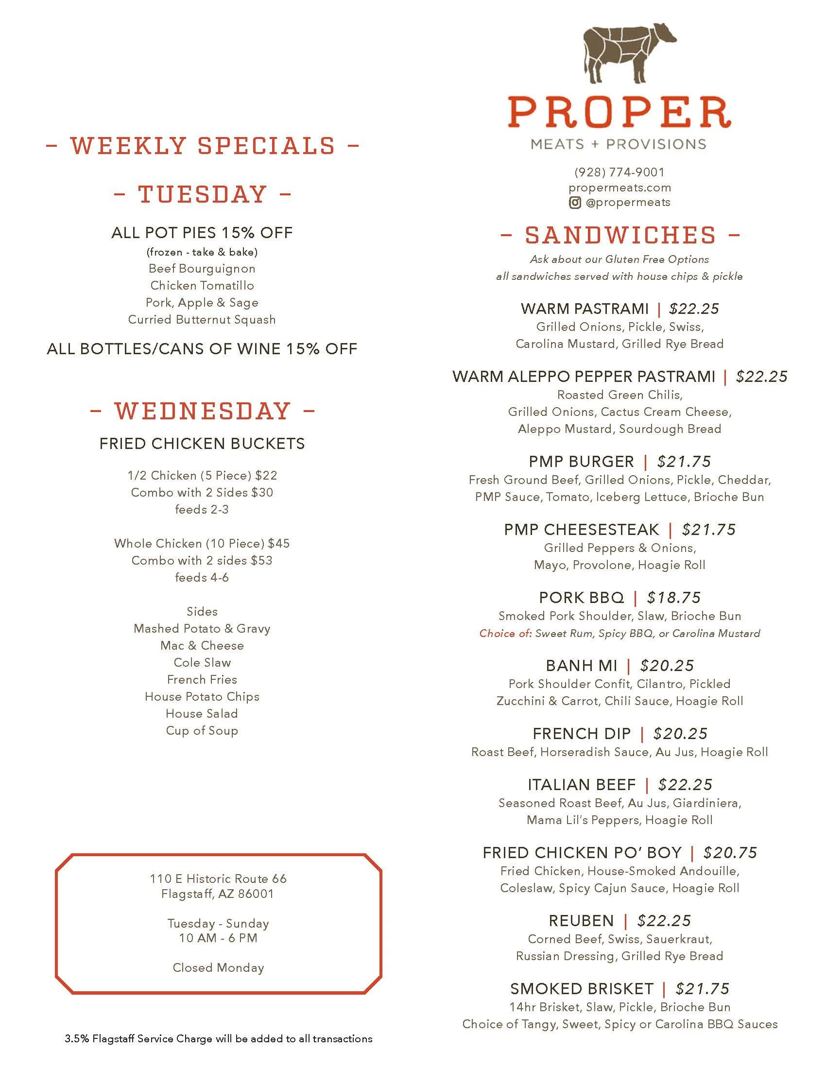 Menus — Proper Meats + Provisions