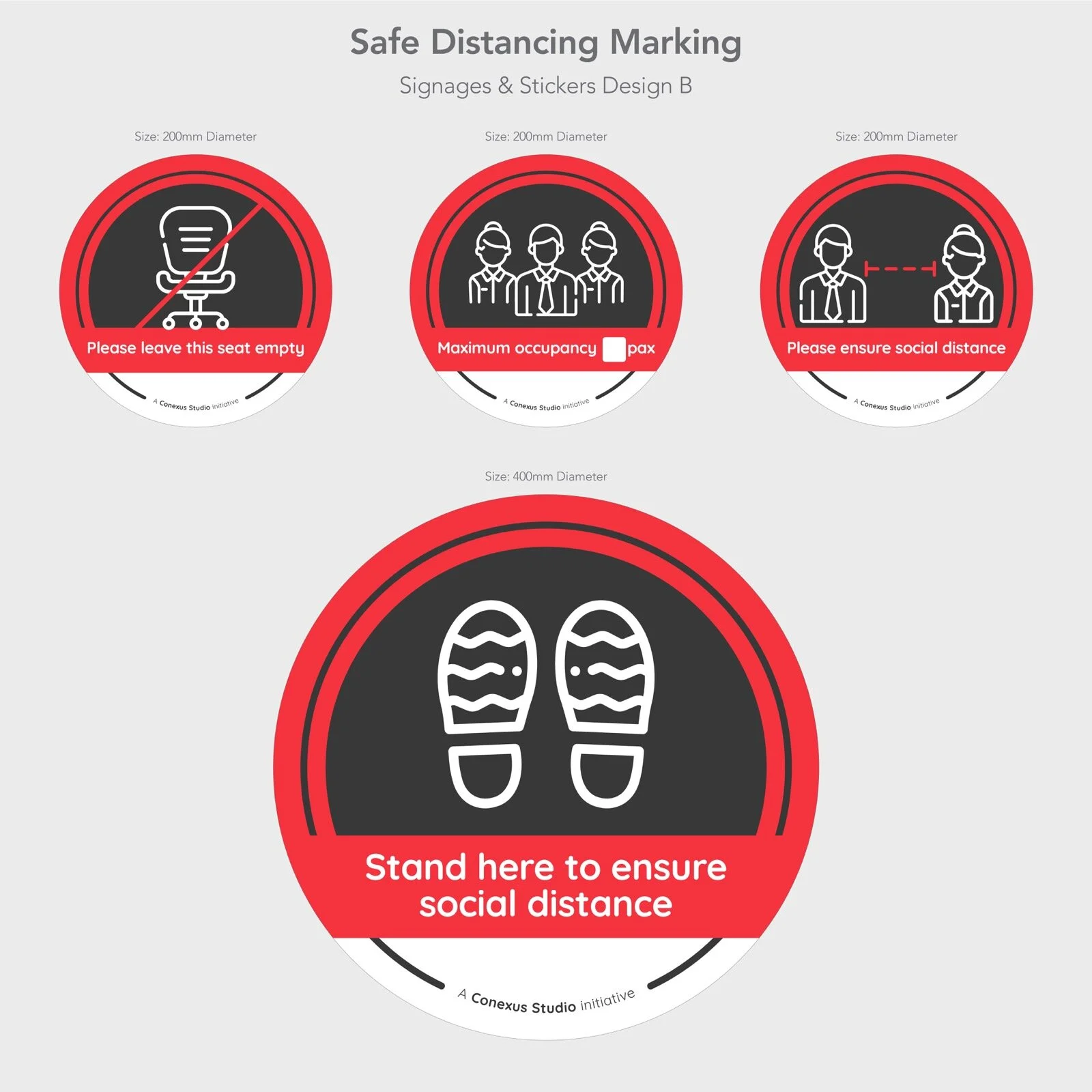 Free Social Distancing Stickers & Posters for the Office — ⚫⚪ Conexus ...