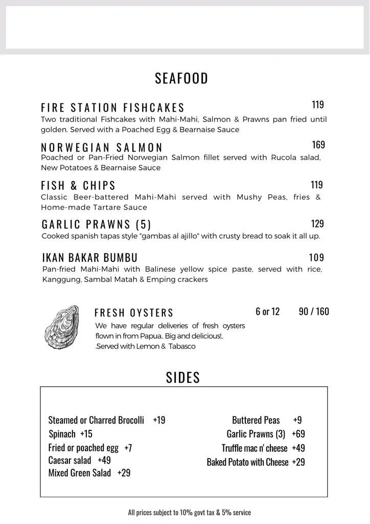 Menu — The Fire Station