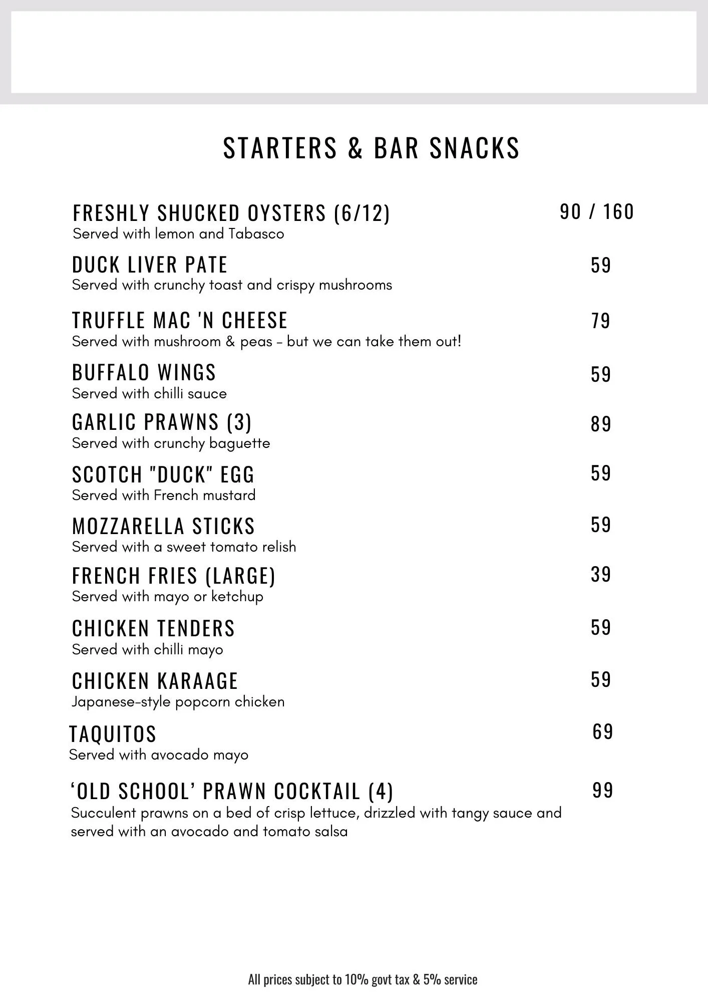 Menu — The Fire Station