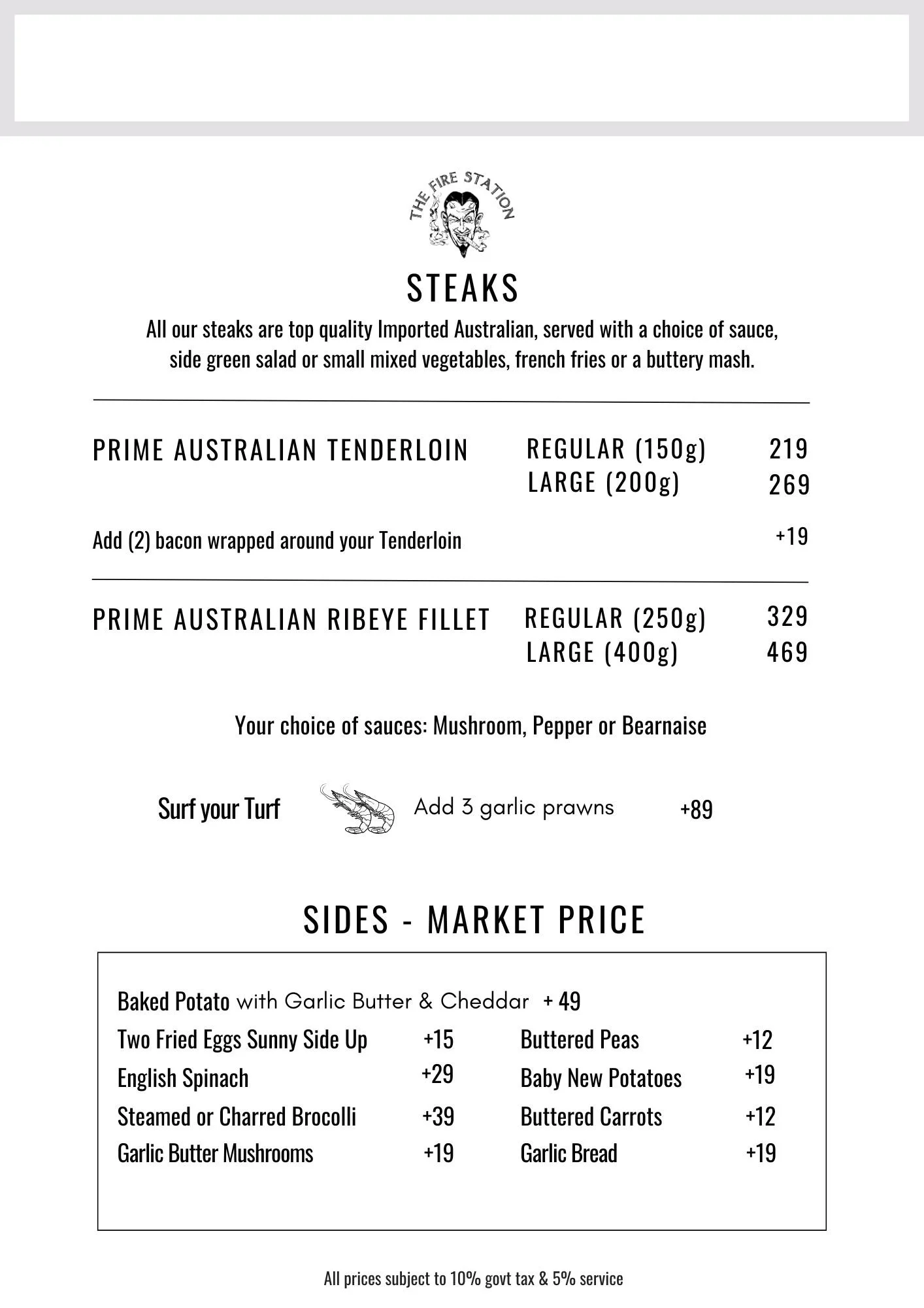 Menu — The Fire Station