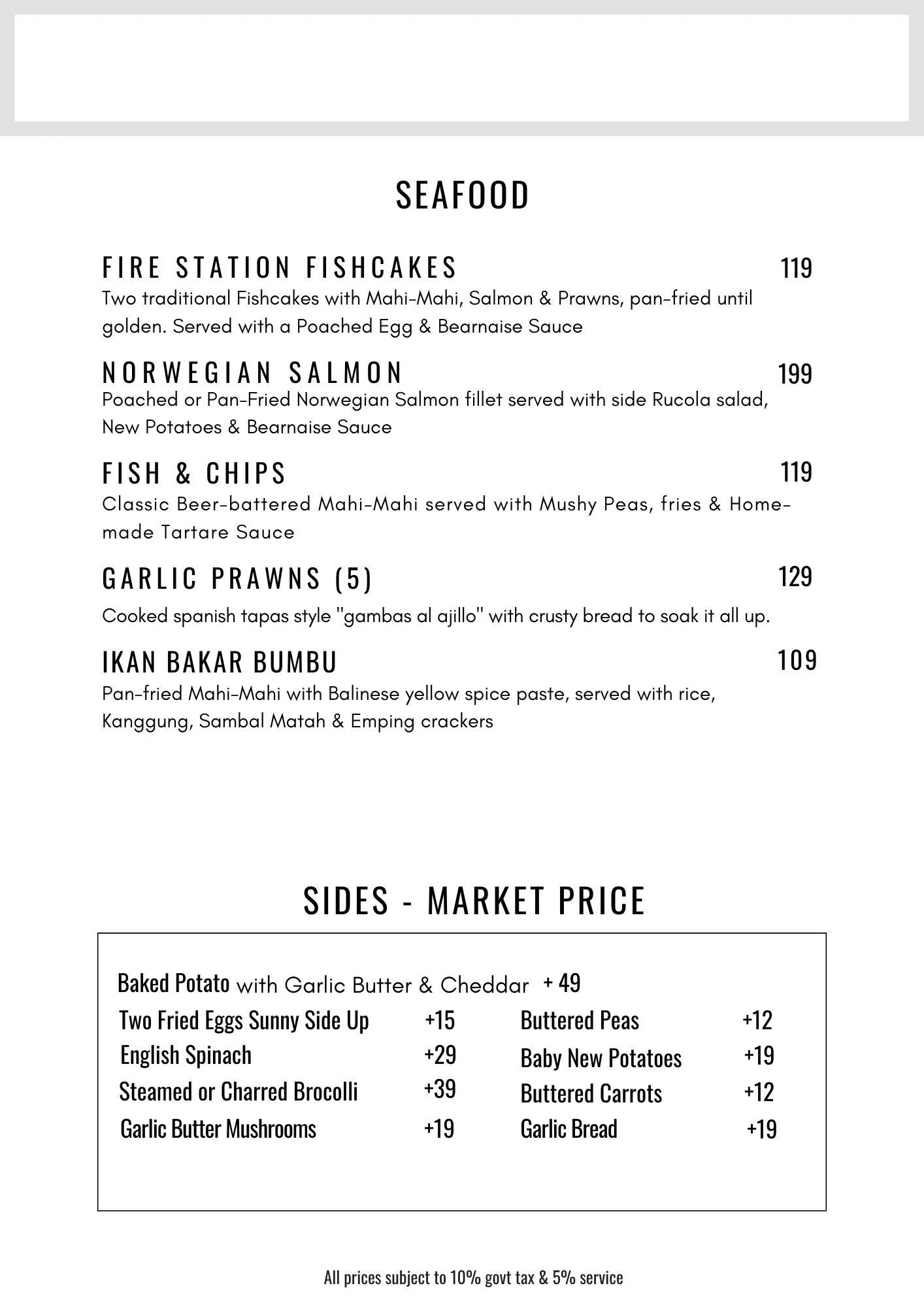 Menu — The Fire Station
