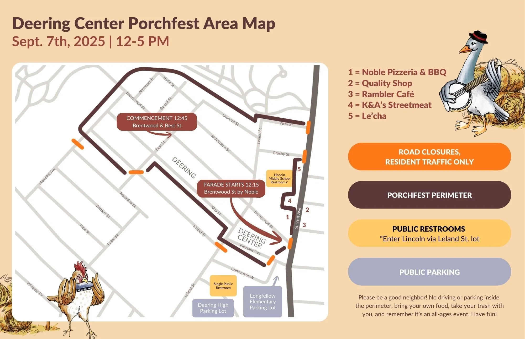 2025 Porchfest Food, Road Closure, Restrooms & Map — Deering Center ...