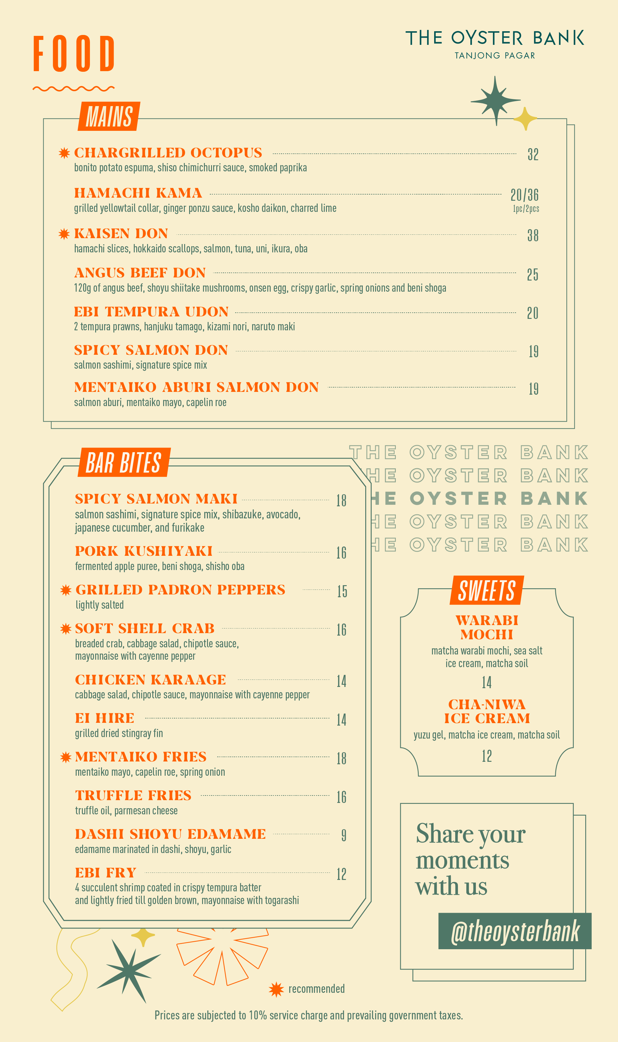 TANJONG PAGAR MENU — THE OYSTER BANK