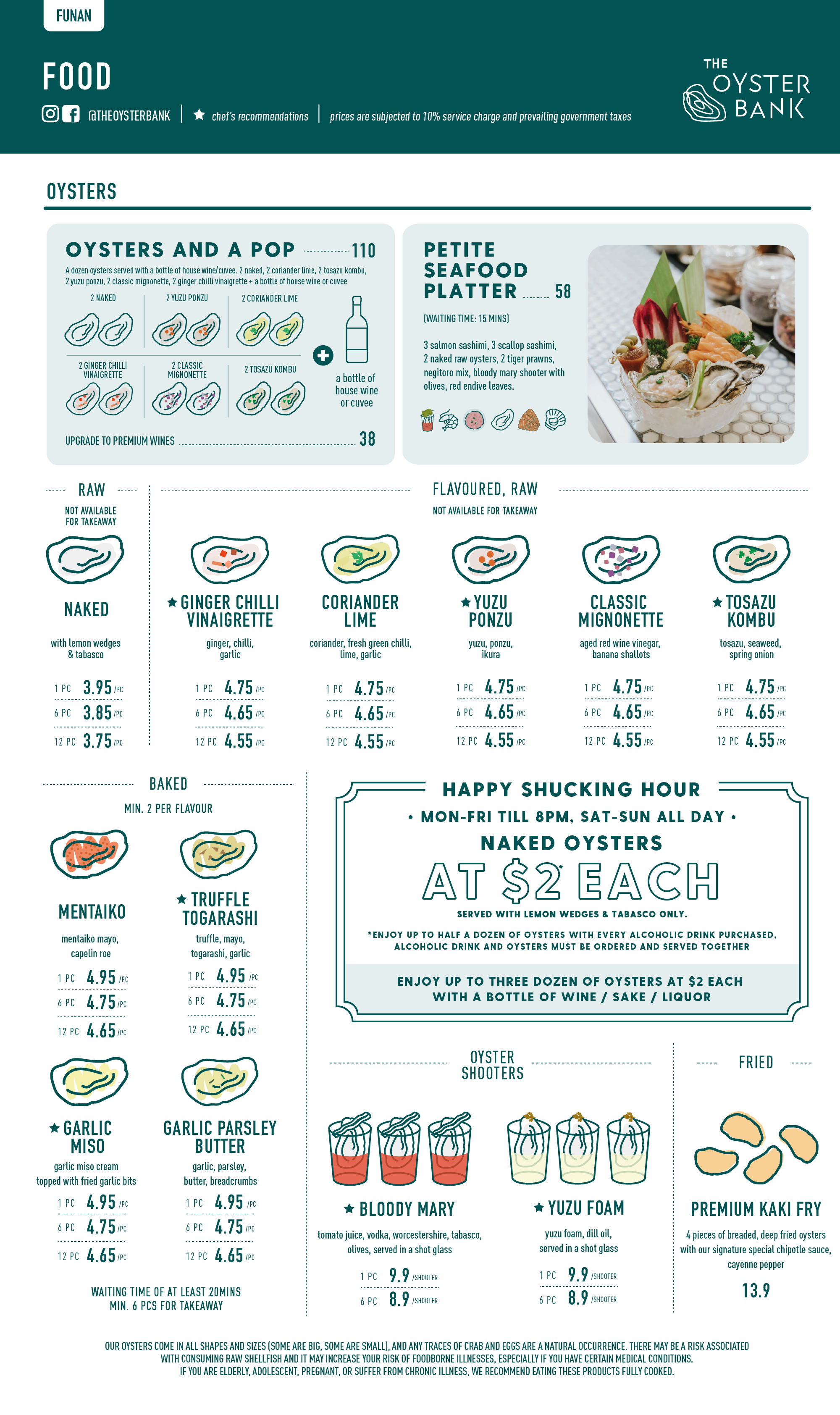FUNAN MENU — THE OYSTER BANK