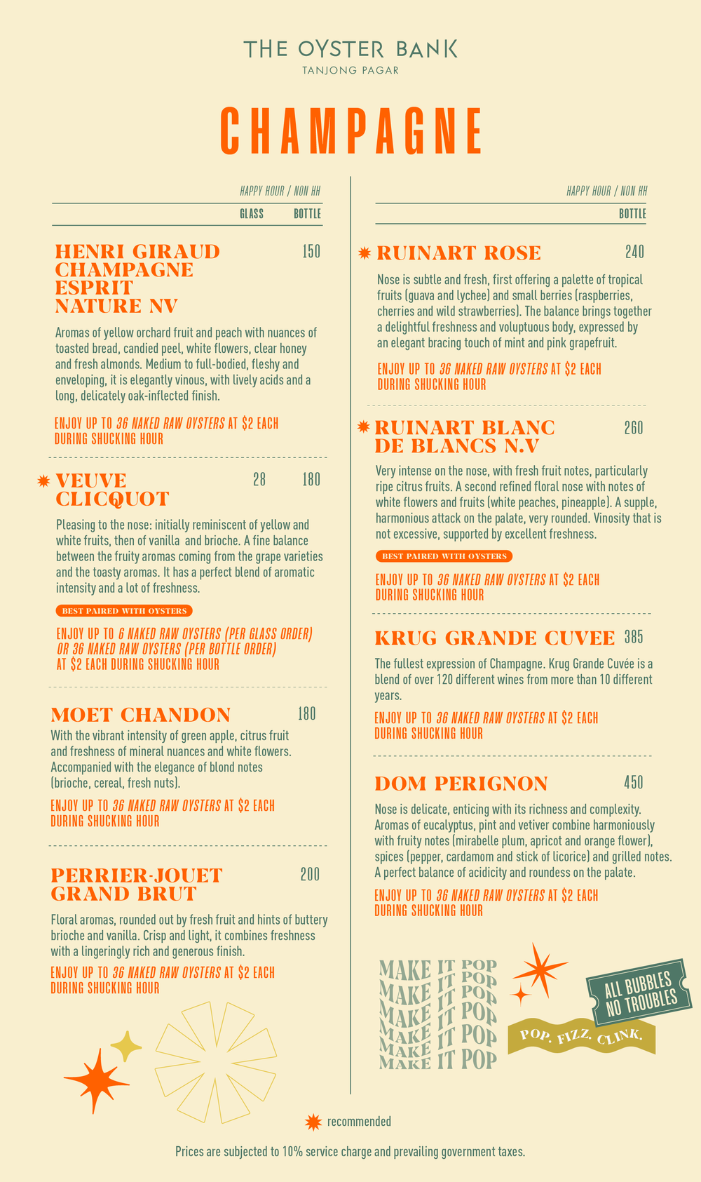 TANJONG PAGAR MENU — THE OYSTER BANK