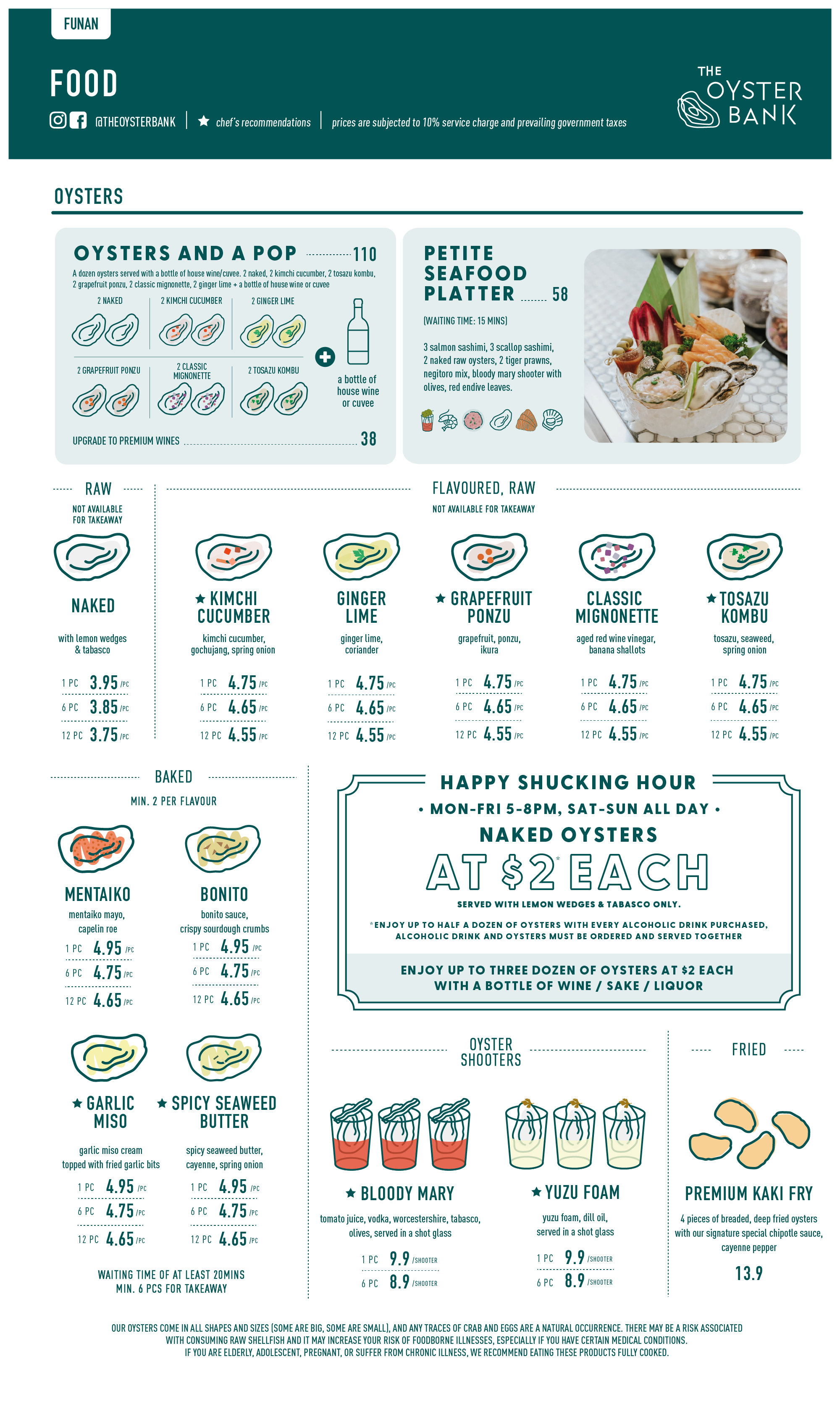 FUNAN MENU — THE OYSTER BANK