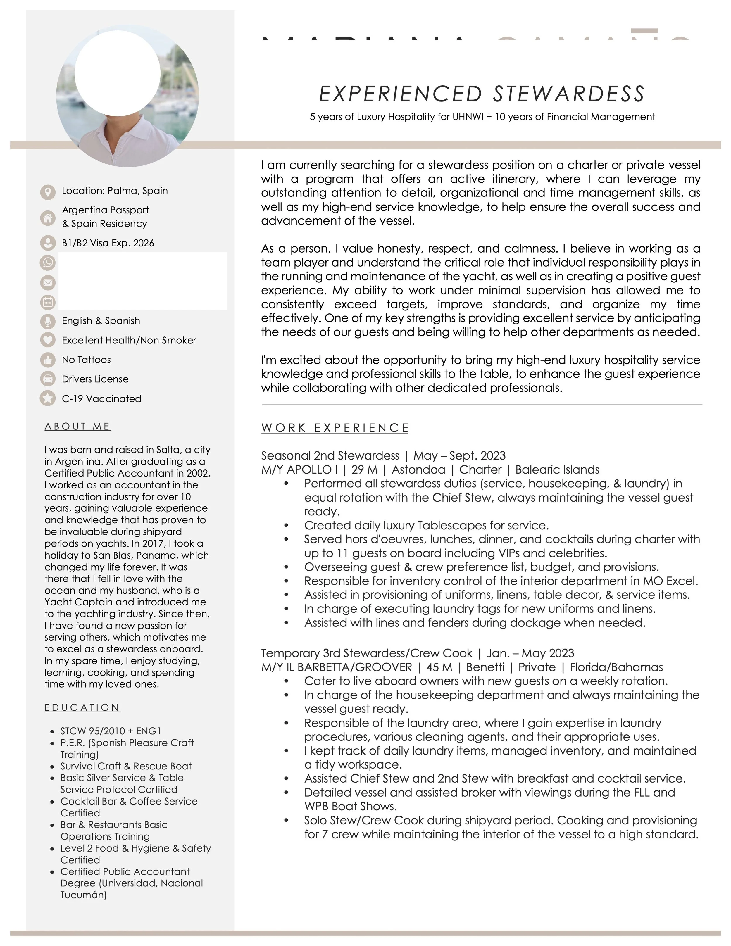 CV Writing Services — Yachts Mermaids