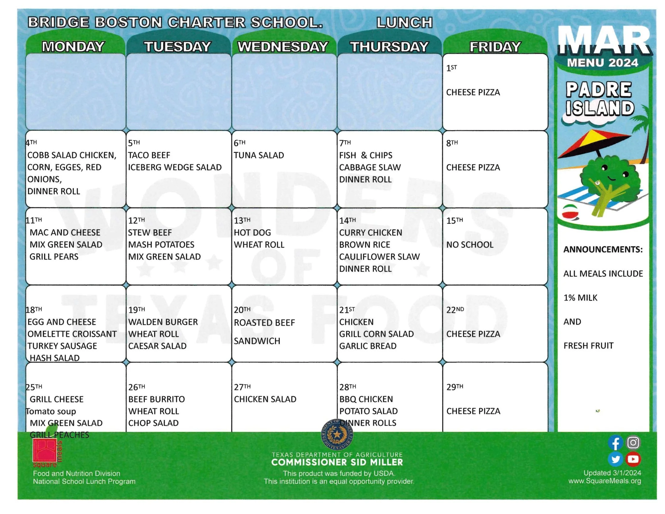 Menus — Bridge Boston Charter School