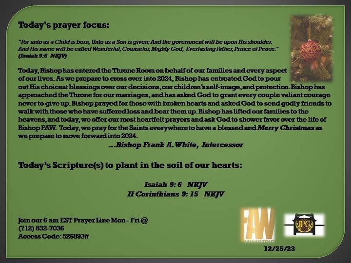 Daily Prayer Focus — FAW Ministries