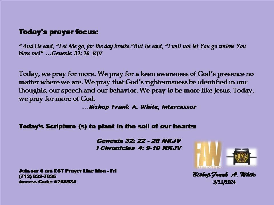 Daily Prayer Focus — FAW Ministries