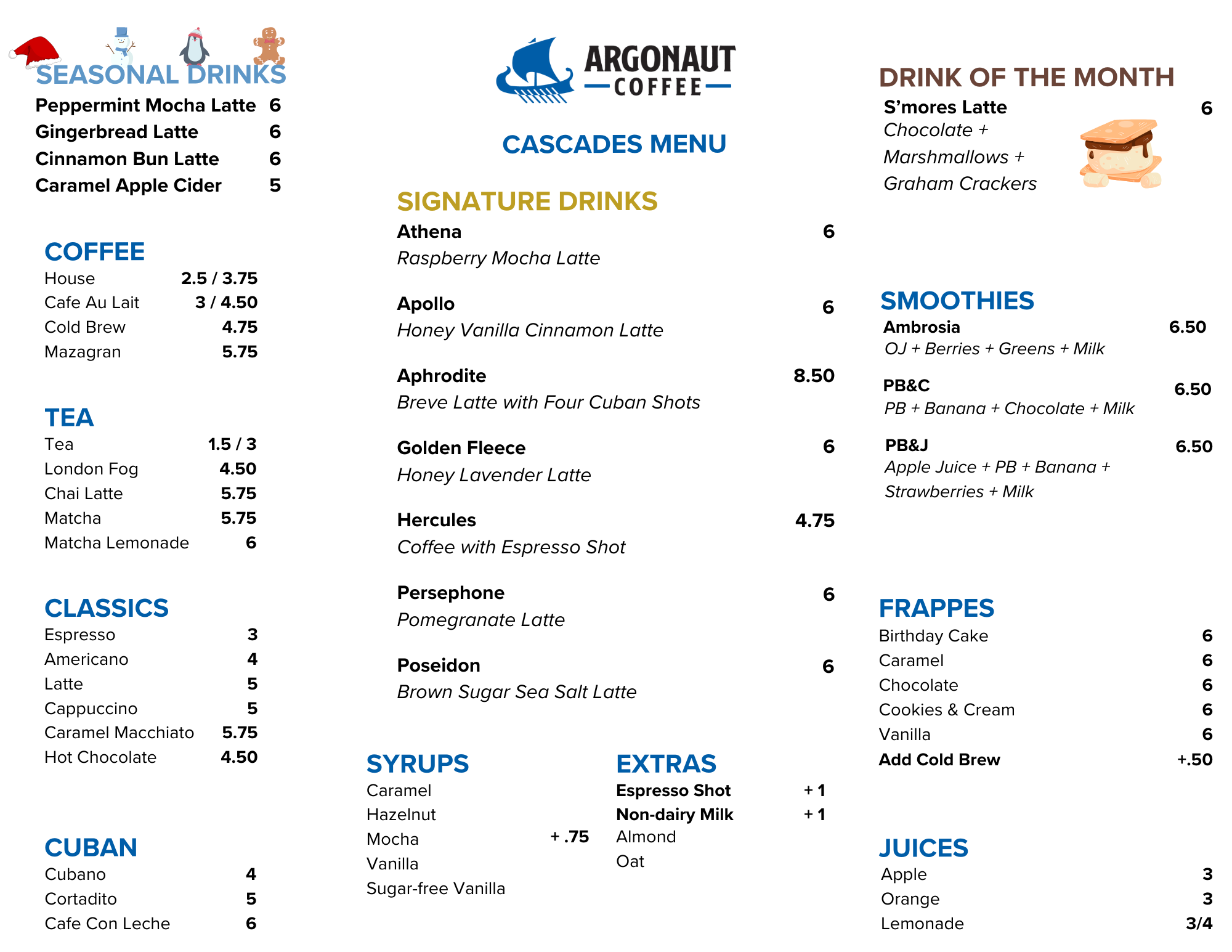 Drink Menus — Argonaut Coffee