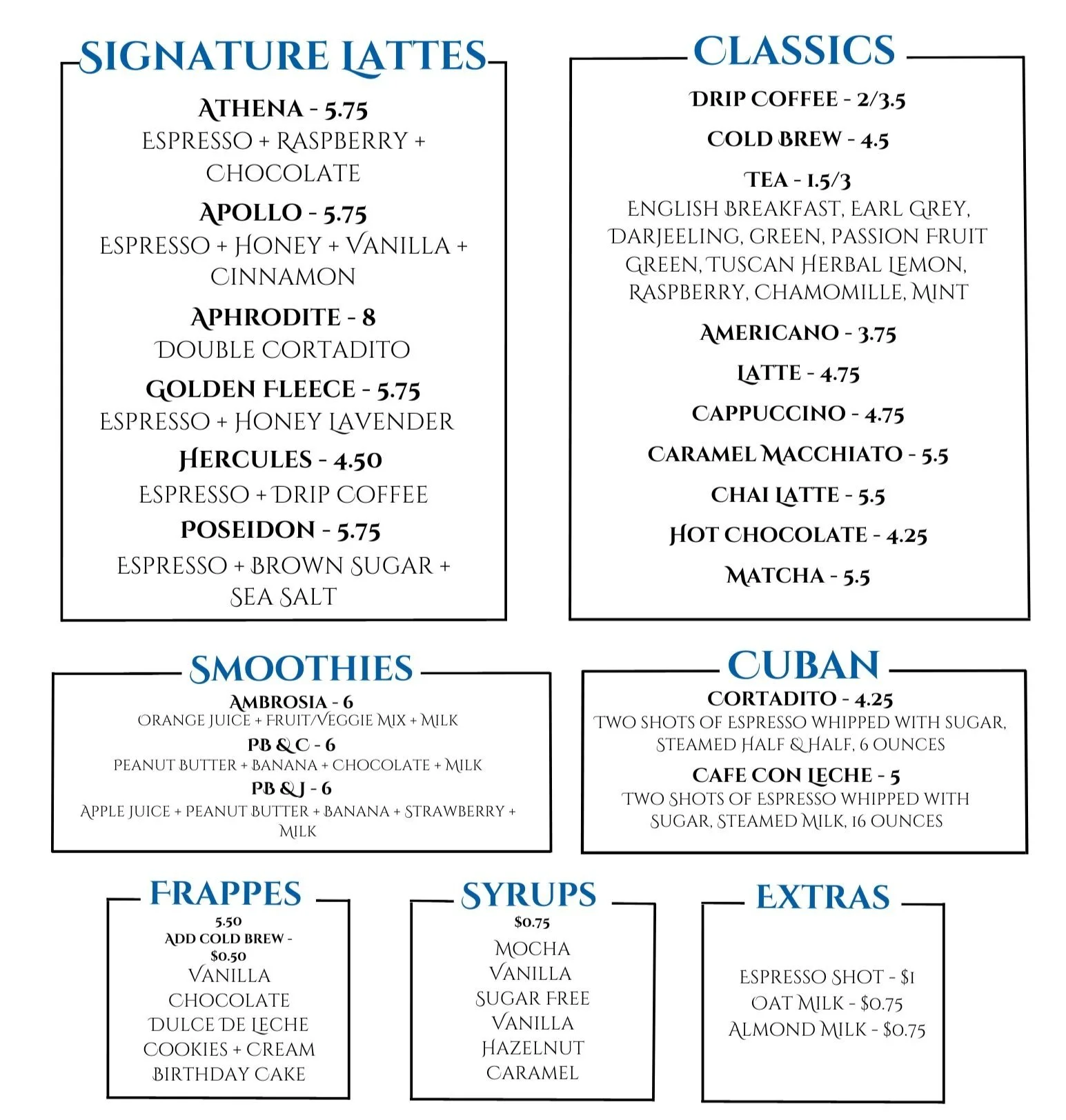 Menu — Argonaut Coffee