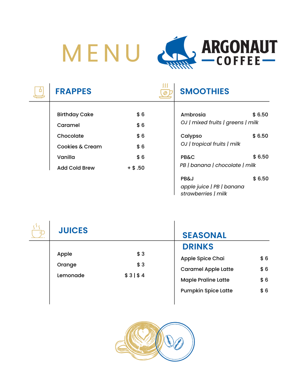 Menu — Argonaut Coffee