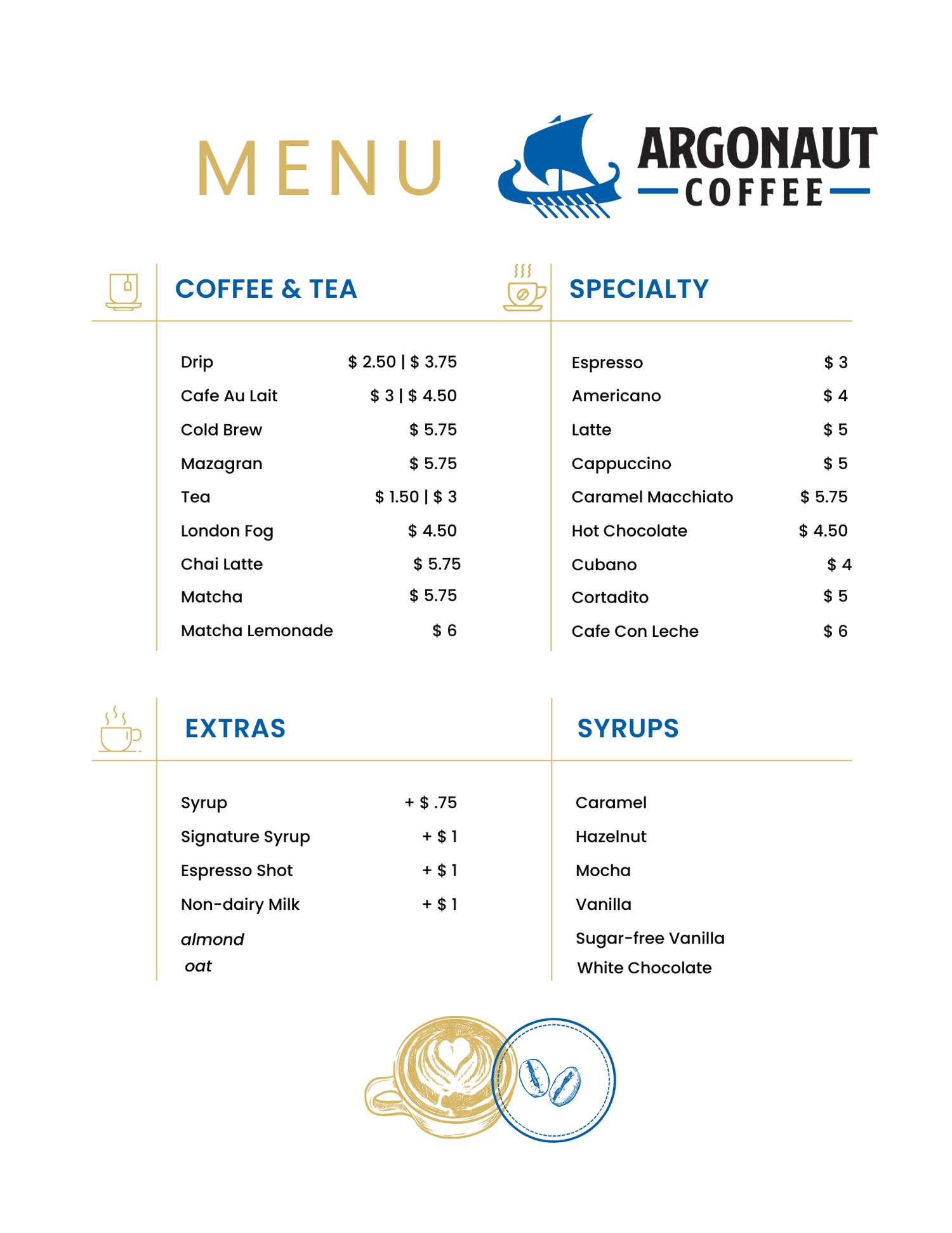 Menu — Argonaut Coffee