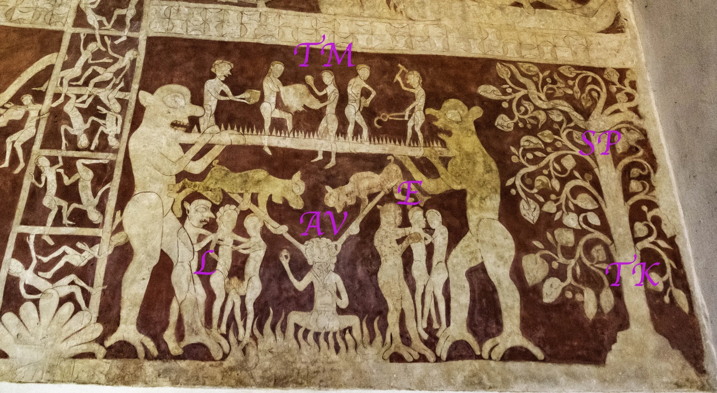 Chaldon "Doom Painting" or "Purgatorial ladder" , probably the oldest ...