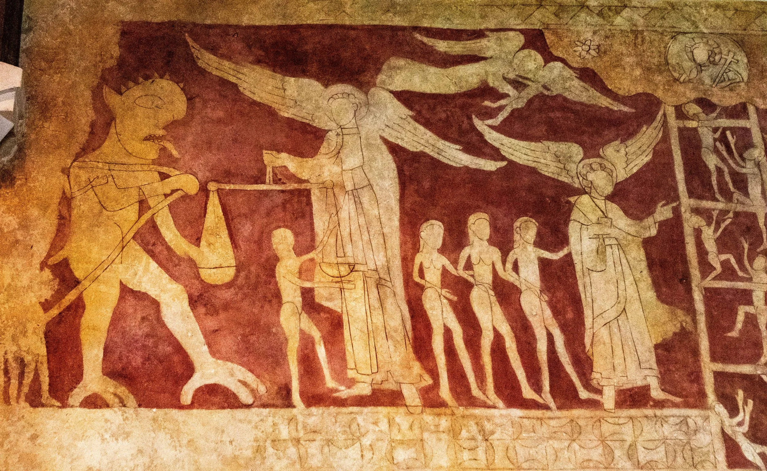 Chaldon "Doom Painting" or "Purgatorial ladder" , probably the oldest ...