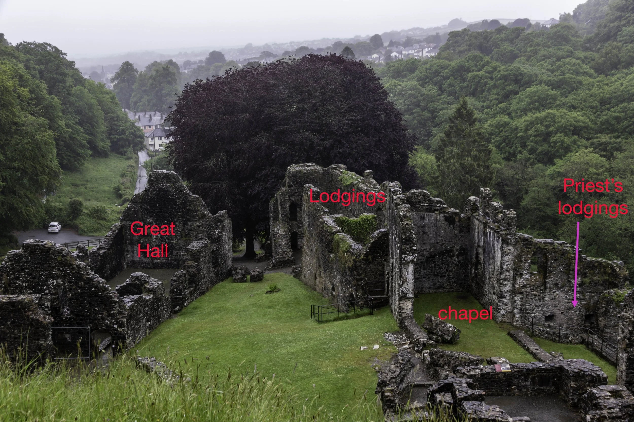 Okehampton Castle; a romantic medieval ruin set in the beautiful Devon ...