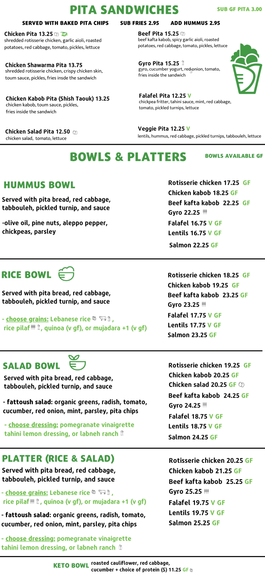 Menu — Craft Pita | Houston's True Mediterranean for Lunch or Dinner