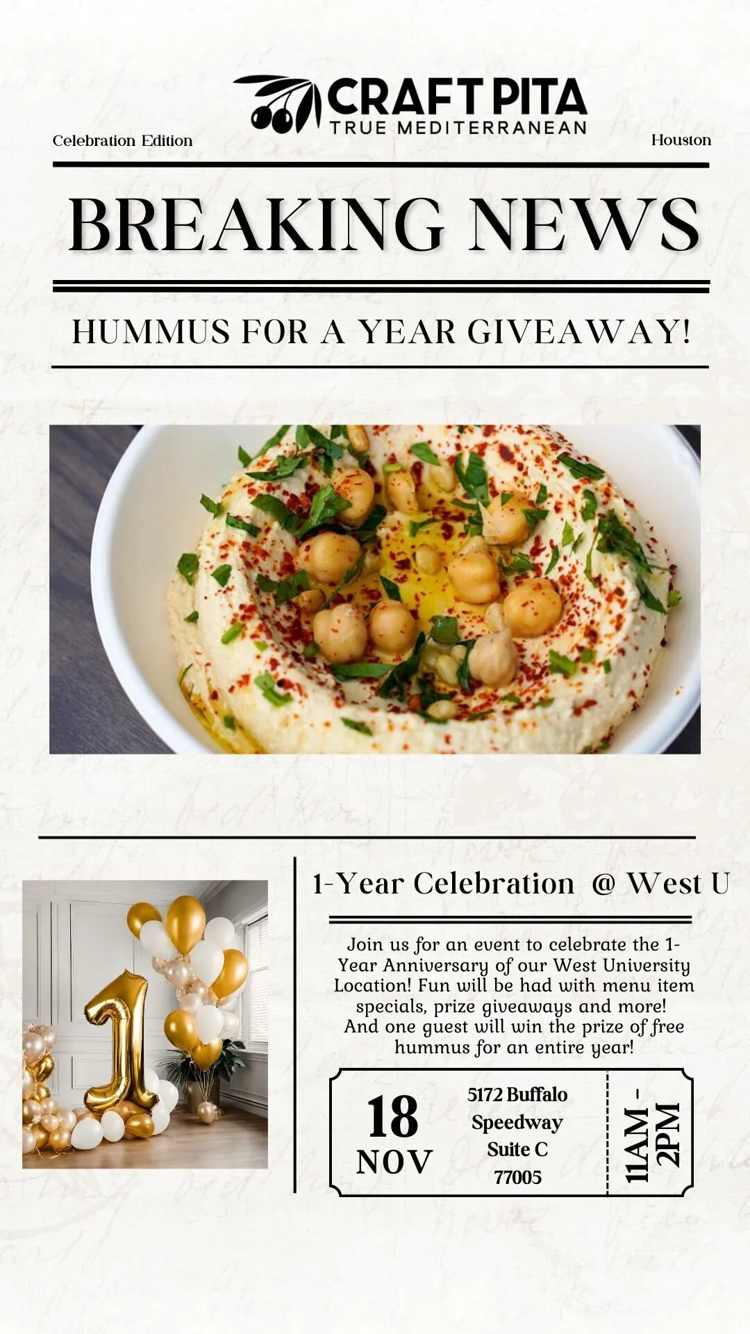 Craft Pita | Houston's True Mediterranean for Lunch or Dinner