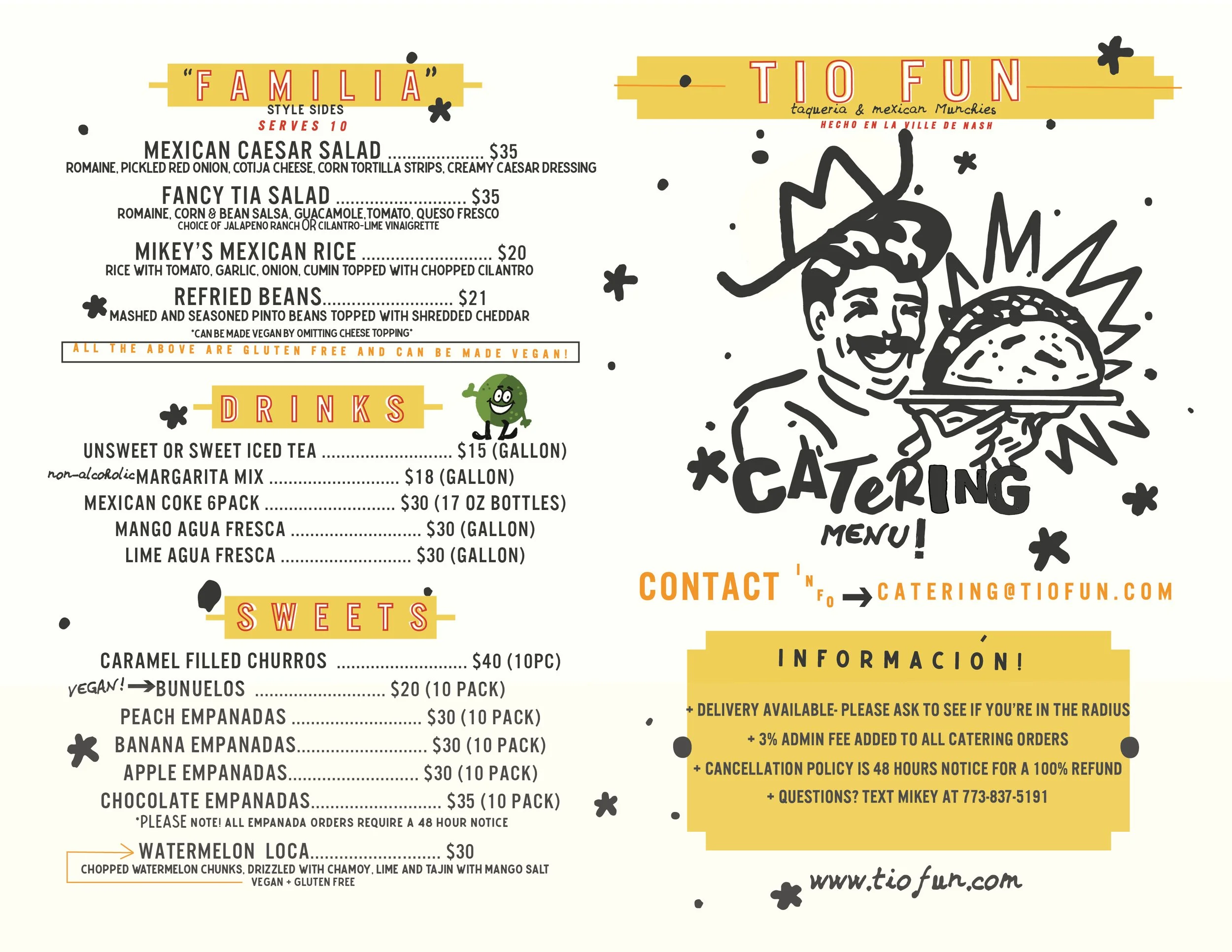 Catering Info & Ordering — T Í O F U N