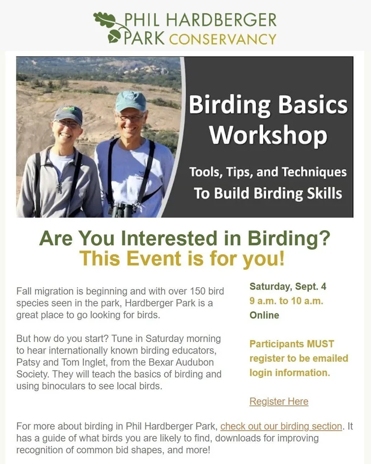 Newsletter Sign Up — Phil Hardberger Park Conservancy