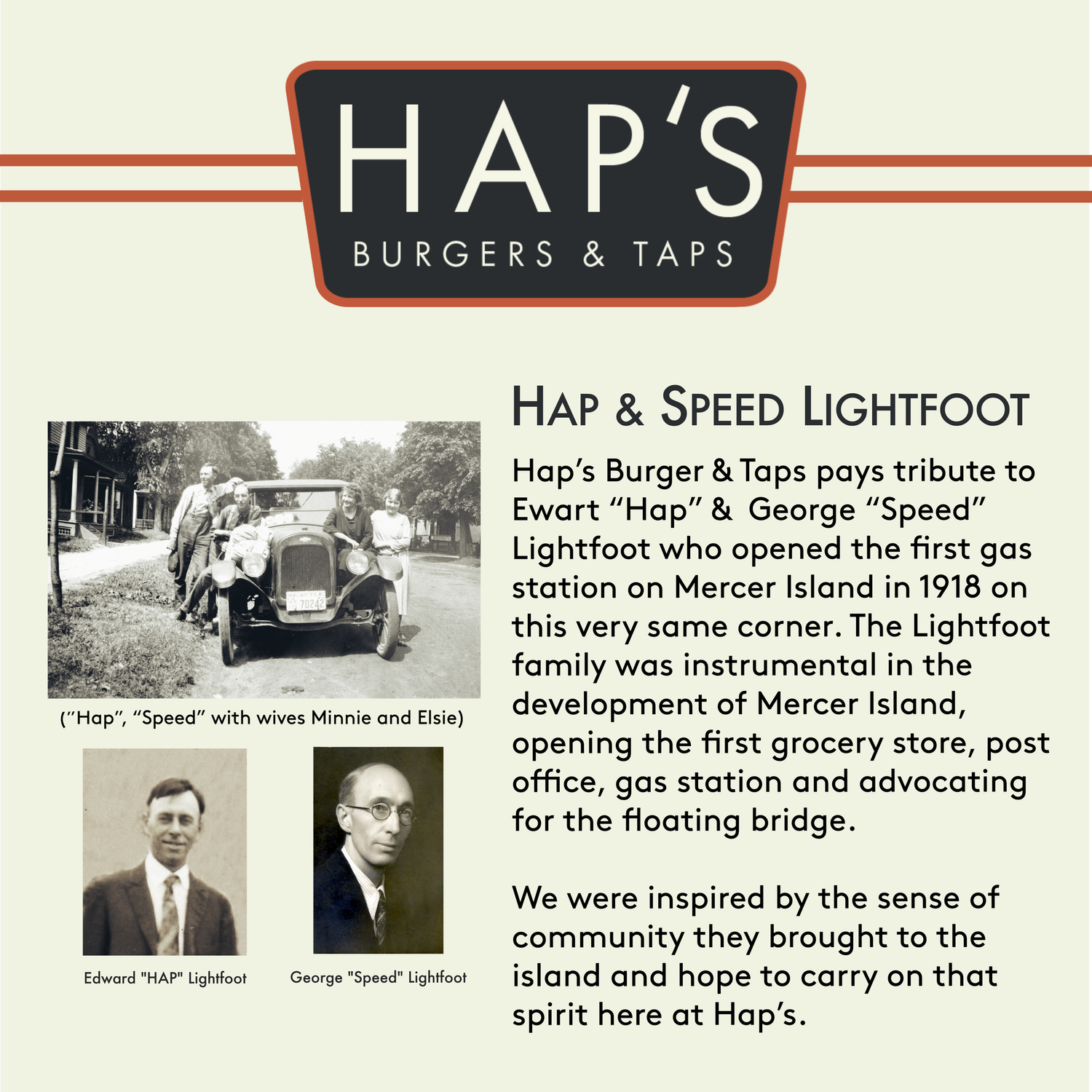 ABOUT — HAP'S Burgers & Taps