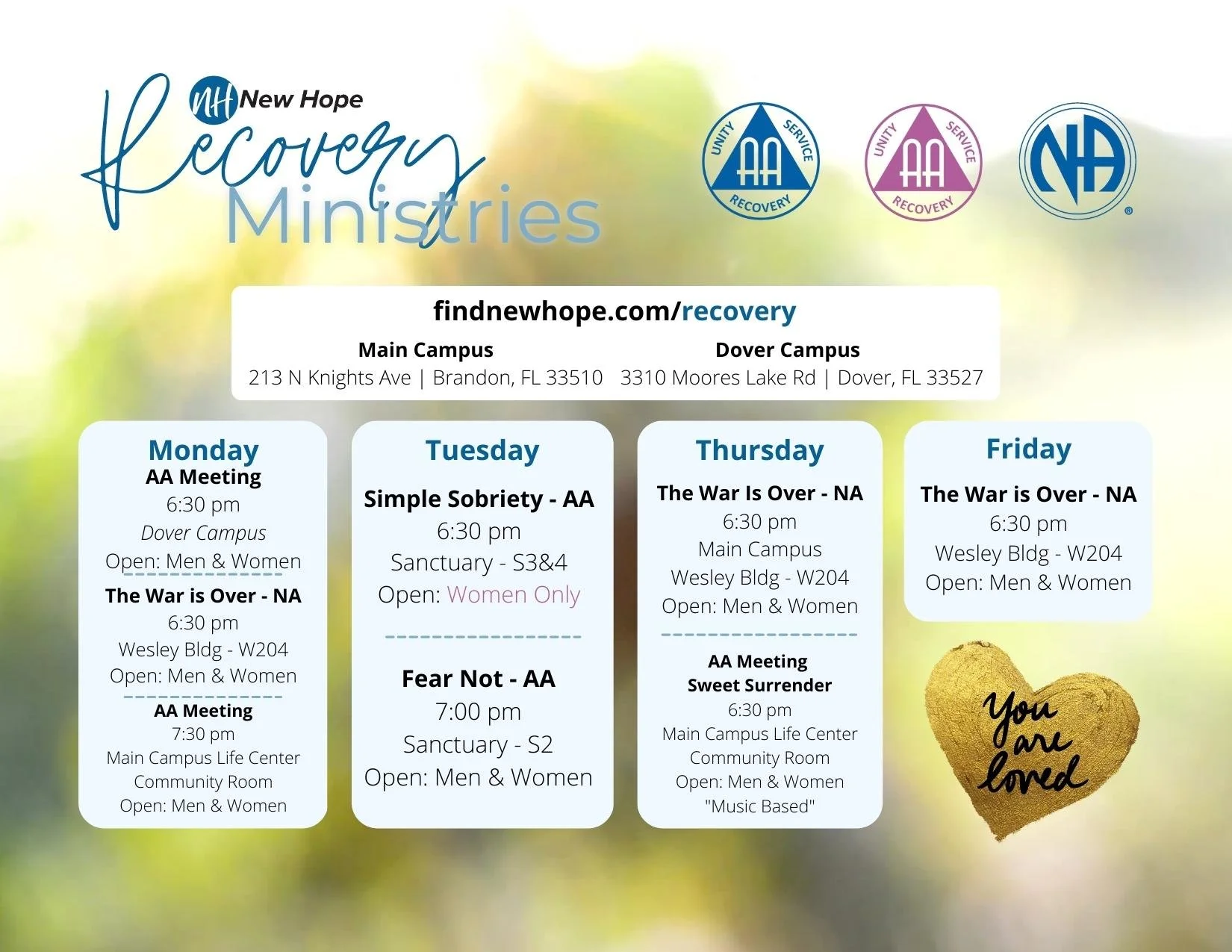 Recovery and Support Ministries — New Hope