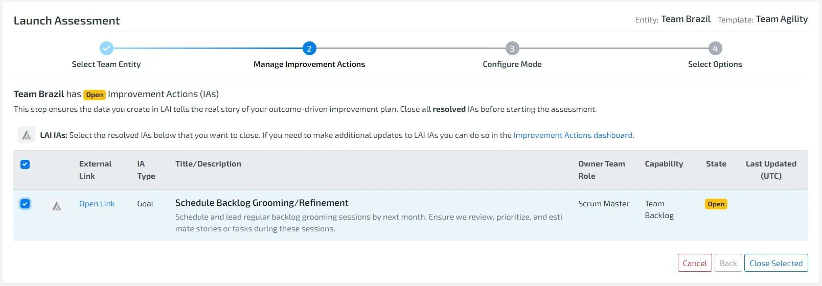 Improvement Action (IA) Journey Guide in Lean Agile Intelligence (LAI) - Lean Agile Intelligence