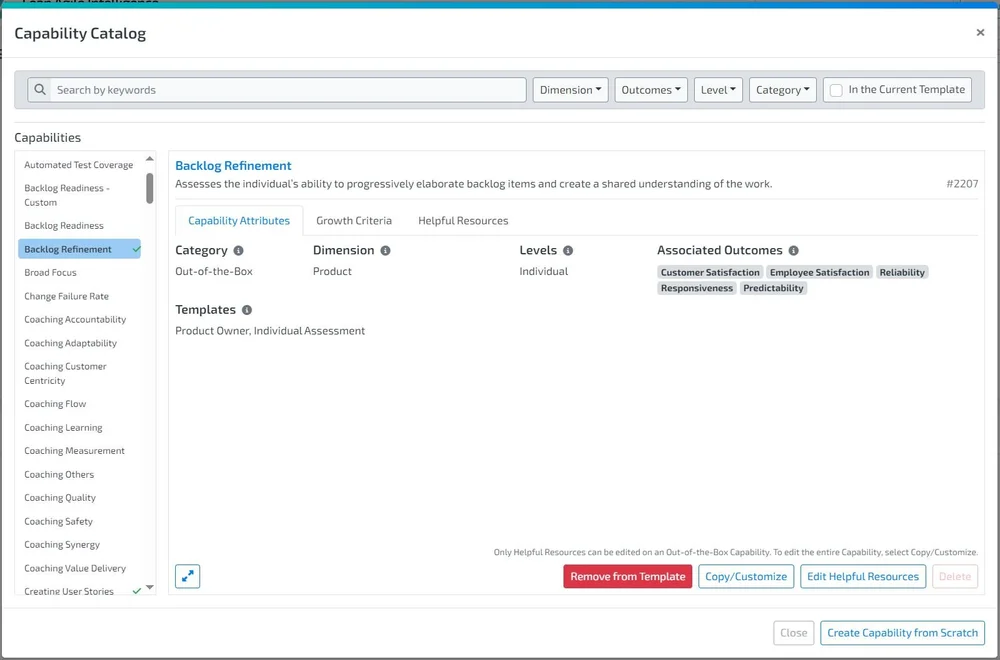 Customizing Capability Templates - Lean Agile Intelligence