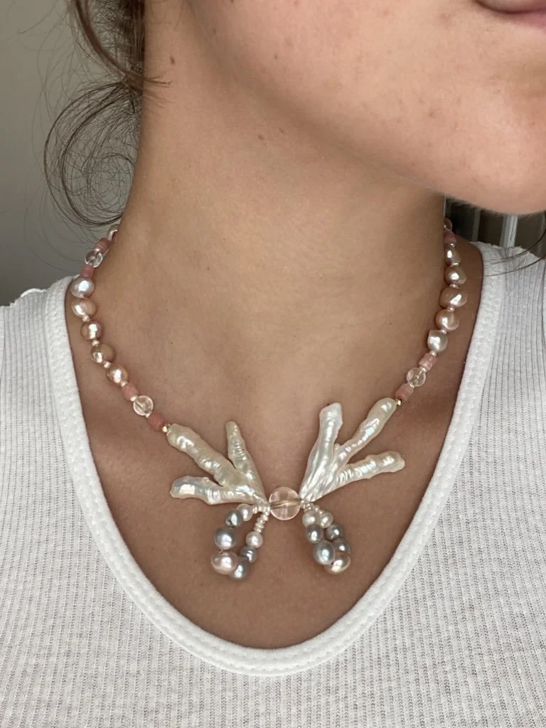 full of grace pearl rosary necklace — eden's harvest