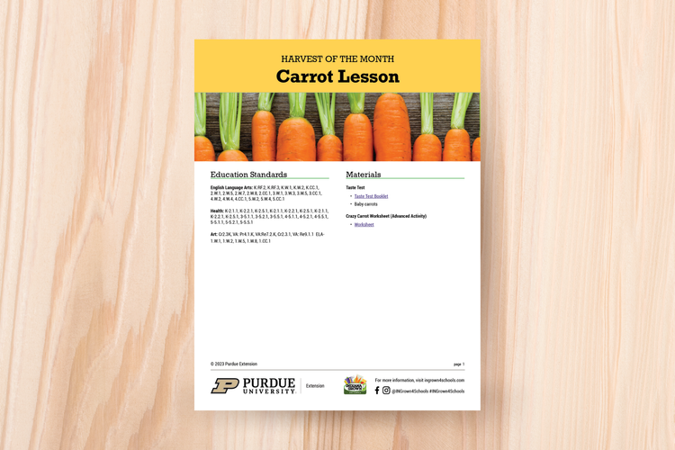 Carrot Lesson ・ Indiana Grown for Schools