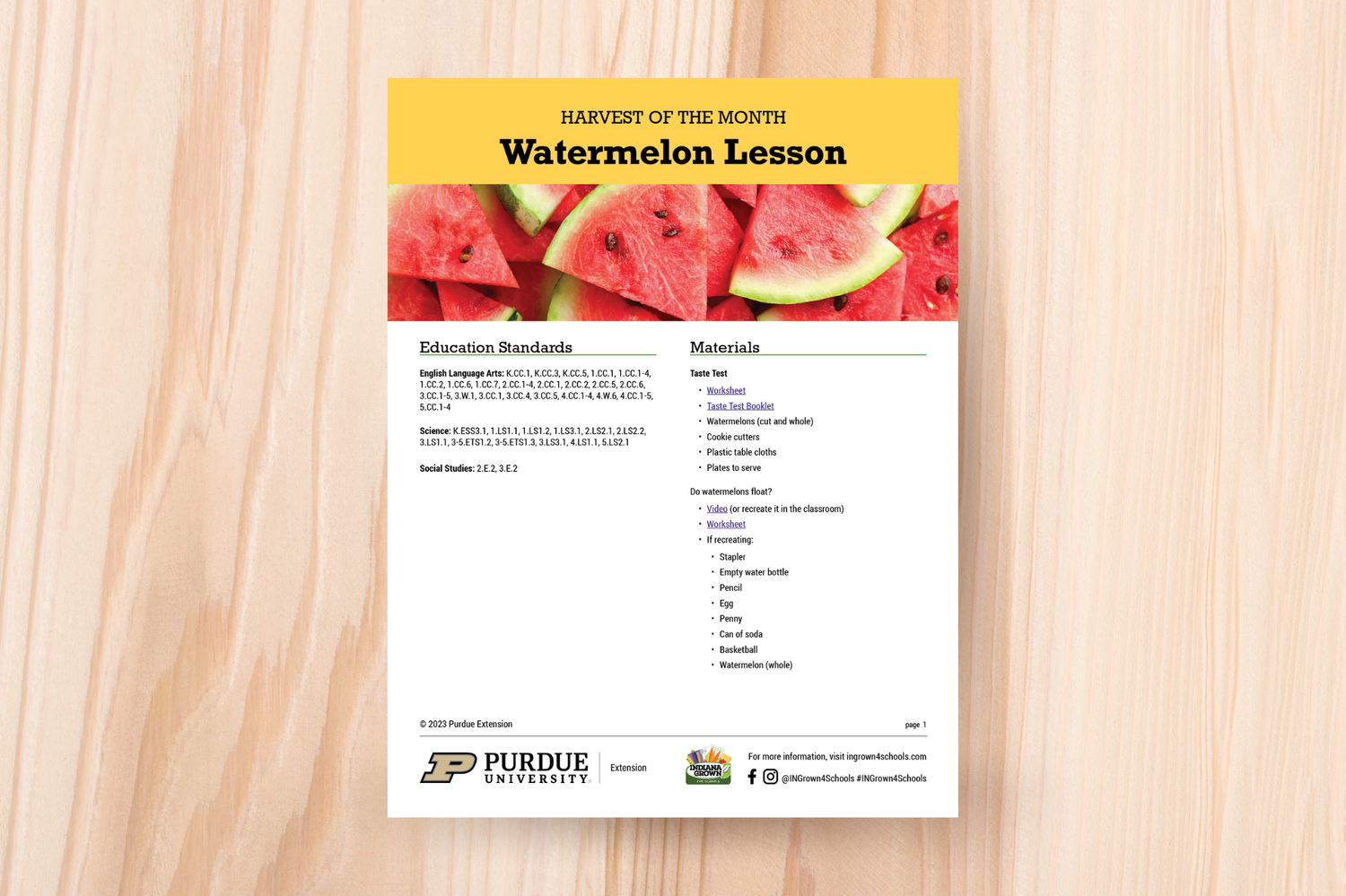 Watermelon Lesson ・ Indiana Grown for Schools