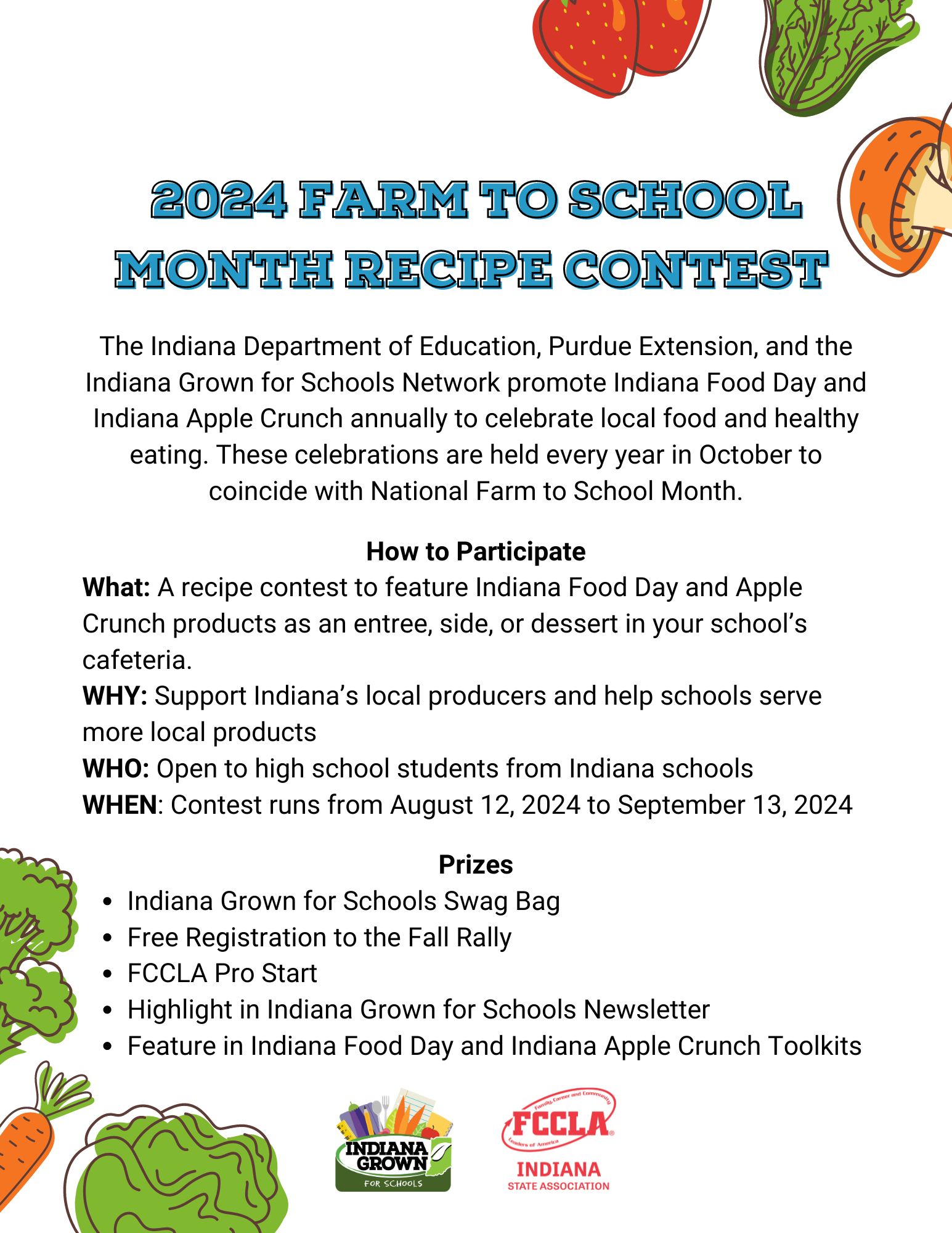 Indiana Farm to School Month Recipe Contest ・ Indiana Grown for Schools