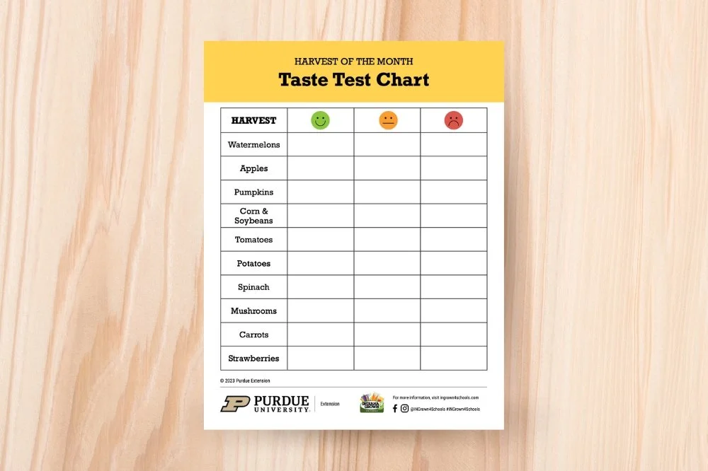 Taste Test Chart ・ Indiana Grown for Schools