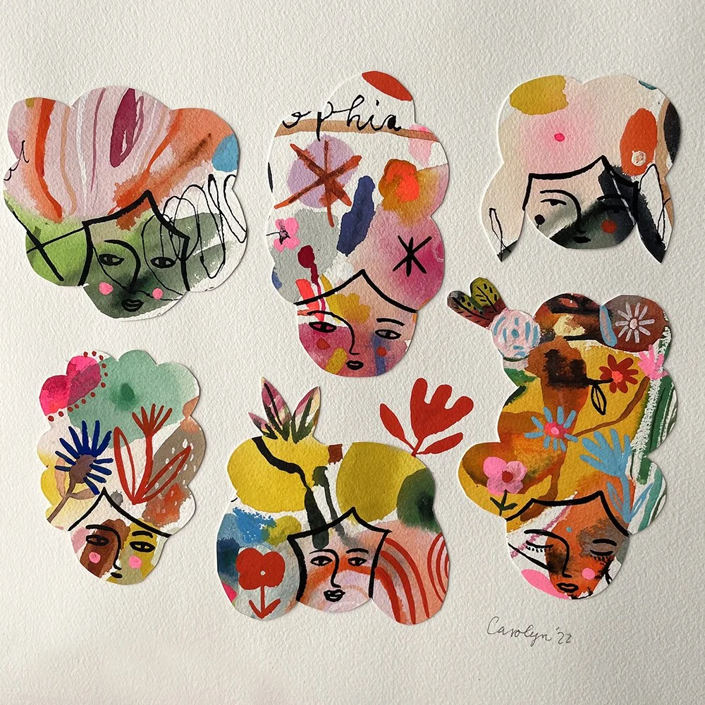 SPANISH GIRLS COLLAGE CUTOUTS ORIGINAL — Carolyn Gavin