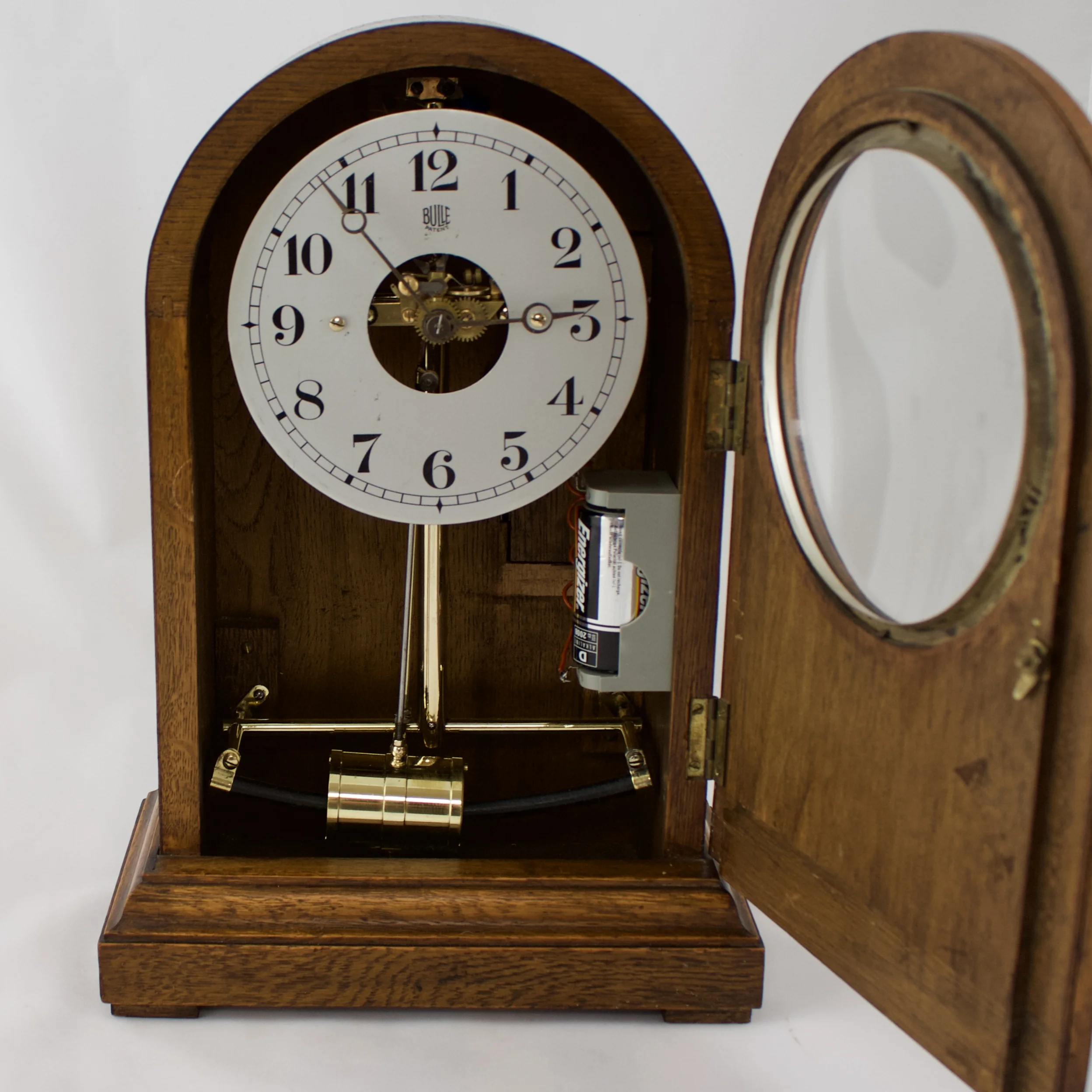 Bulle French Electromagnetic Oak and Walnut Mantel Clock — Vetera Novis