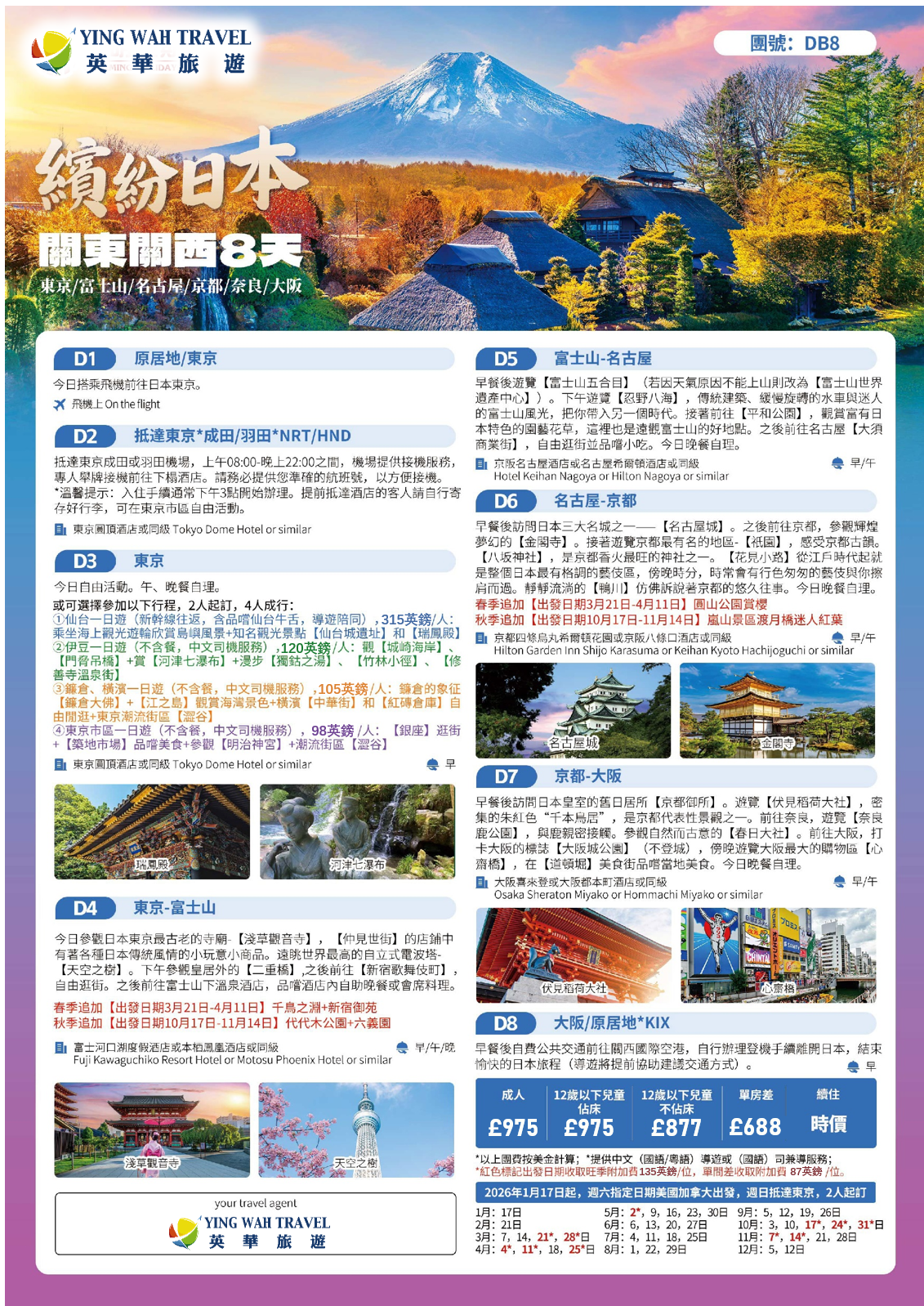 繽紛日本8天遊 (DB8) — Ying Wah Travel